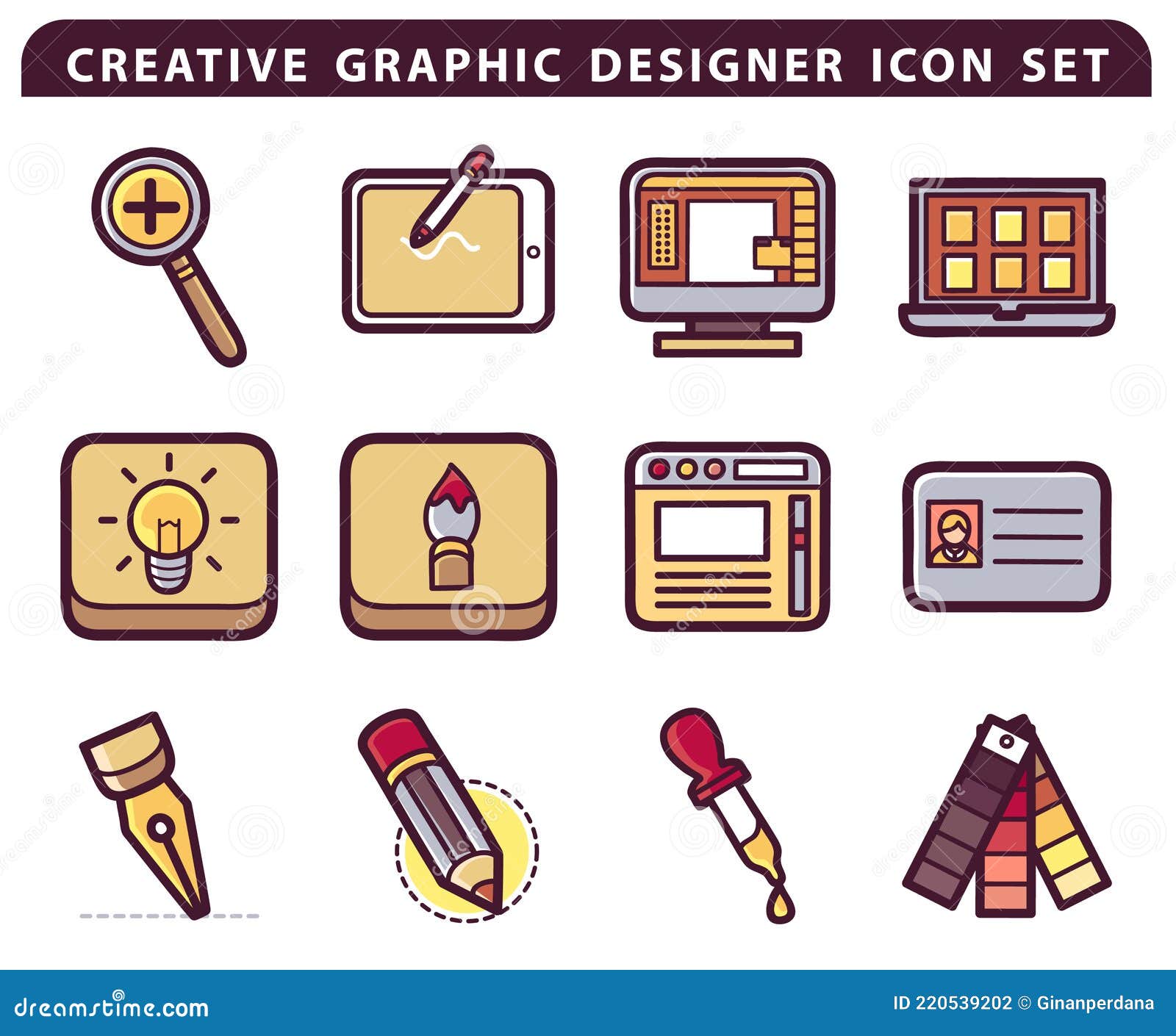 Creative Graphic Design and Illustrator Icon Set Stock Vector ...