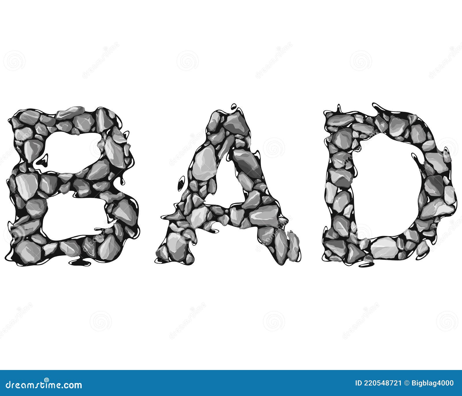 Word BAD Made of Stones / Decorative Vector Lettering. Stock Vector ...