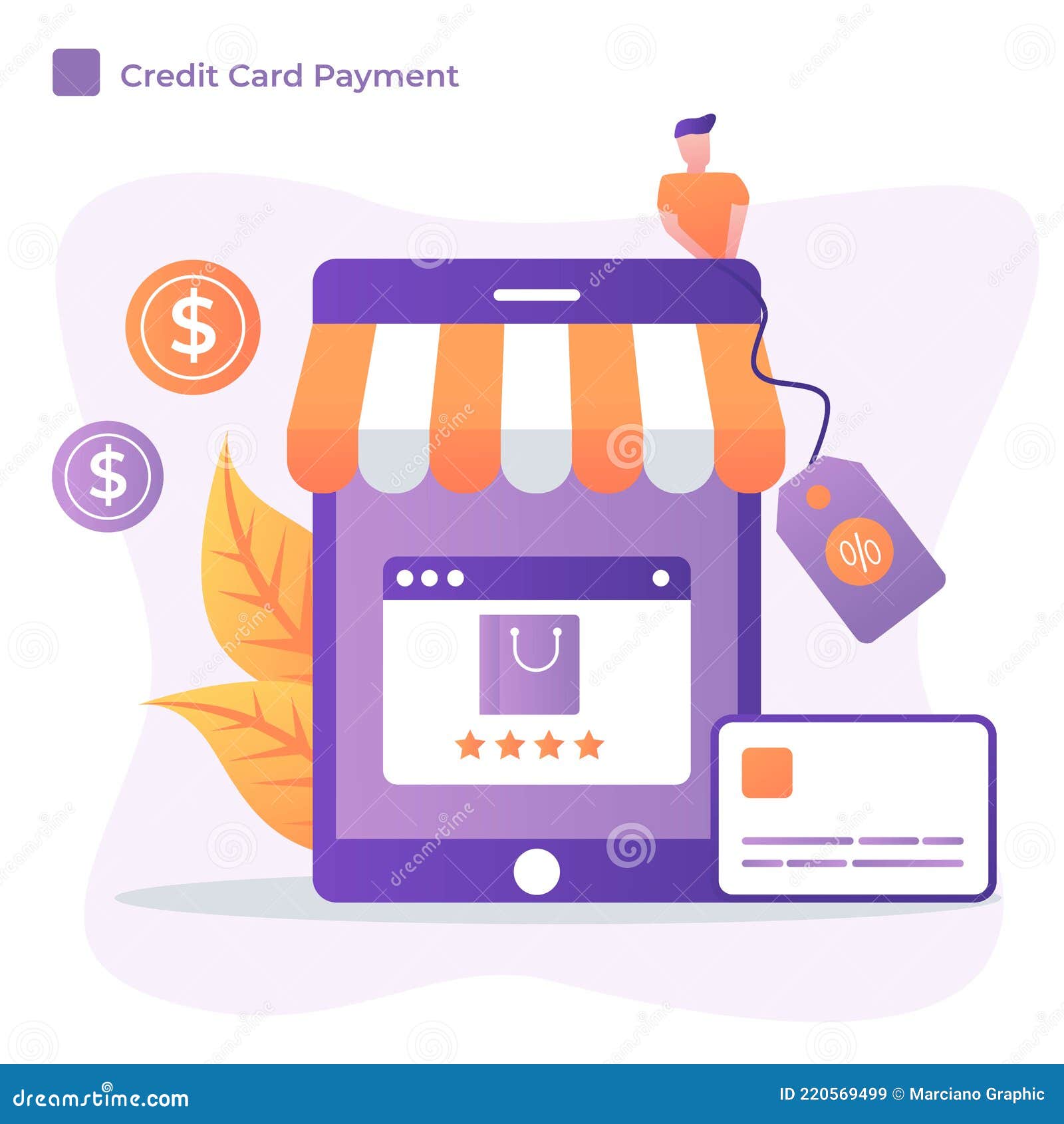 Credit Card Payment Flat Design Illustration Stock Vector ...