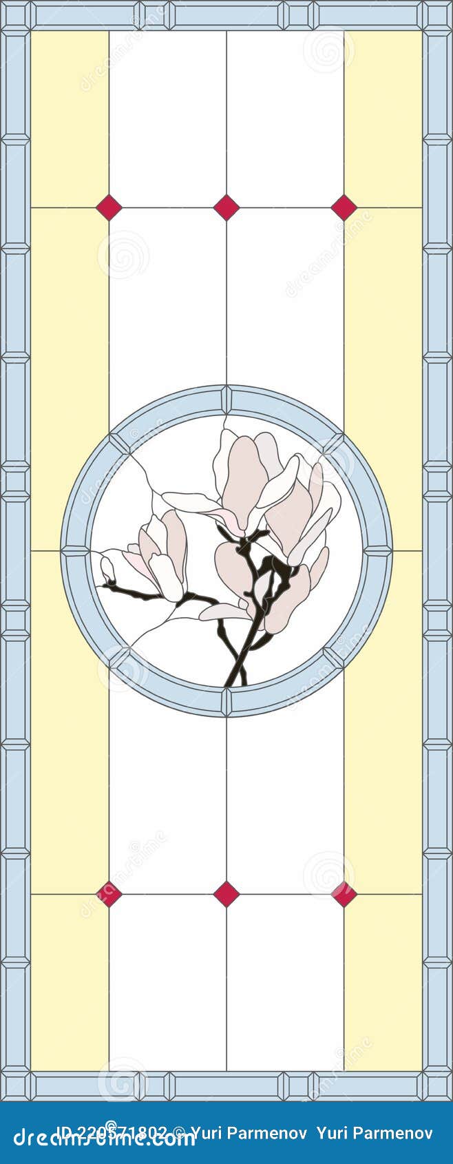 Stained-glass Panel in a Rectangular Frame. Window Frame Border ...