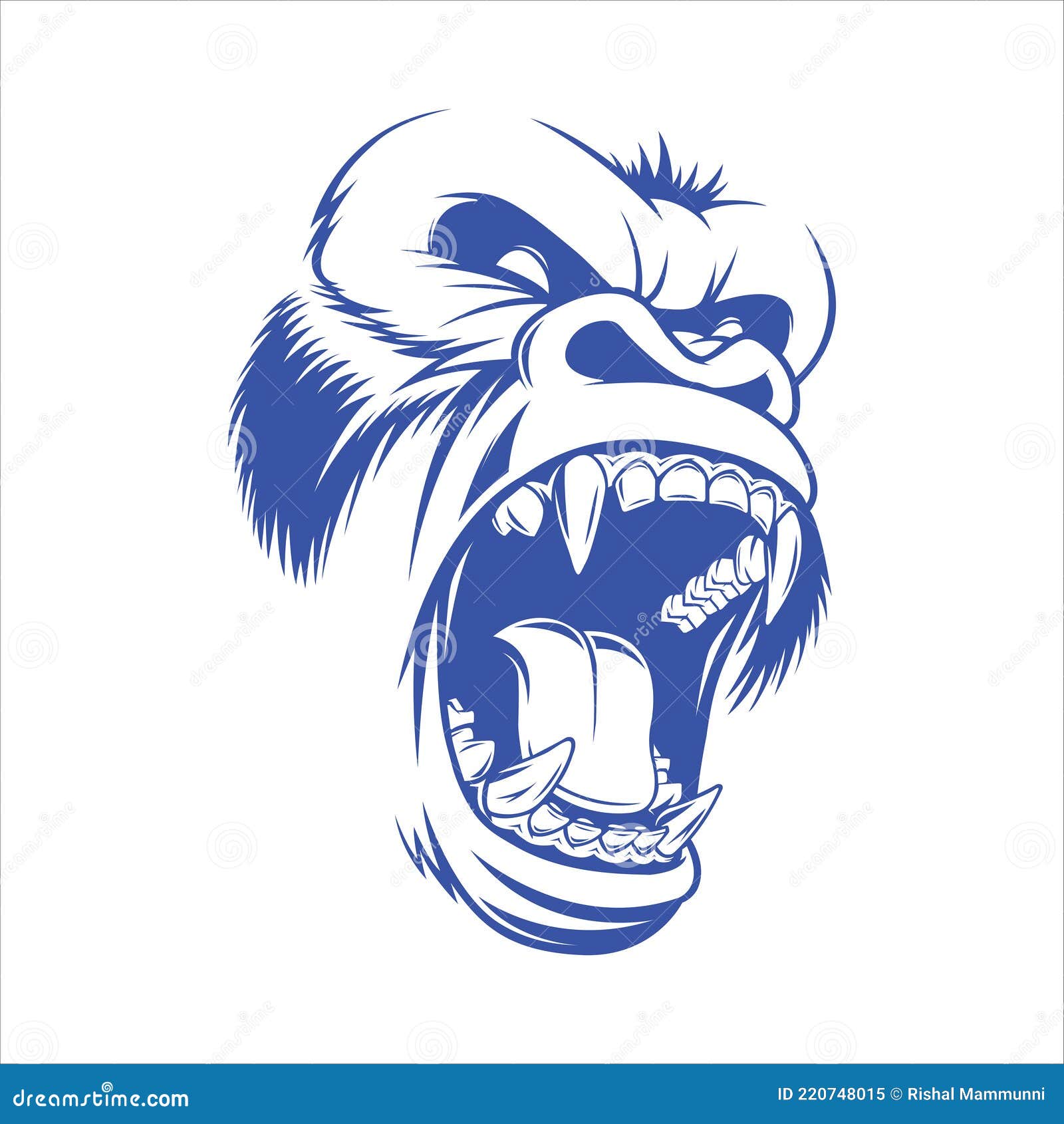 Ferocious Gorilla Vector Blue Color Vector Stock Vector - Illustration ...