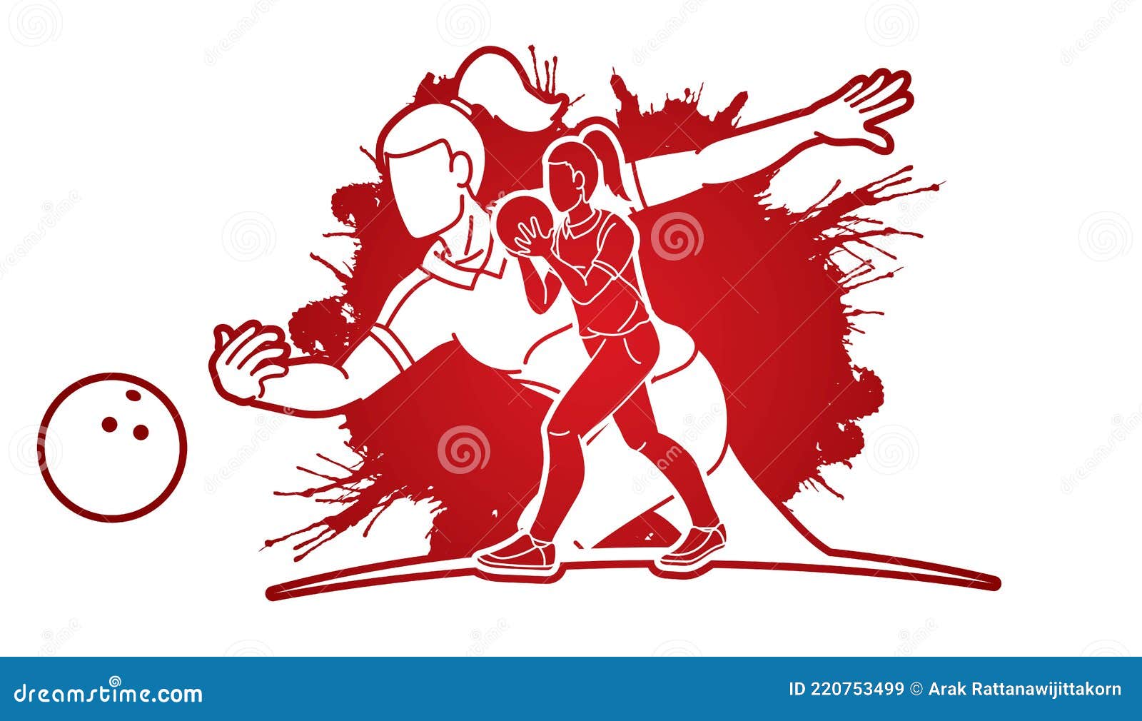 Group of Bowler Bowling Female Players Action Cartoon Graphic Vector ...