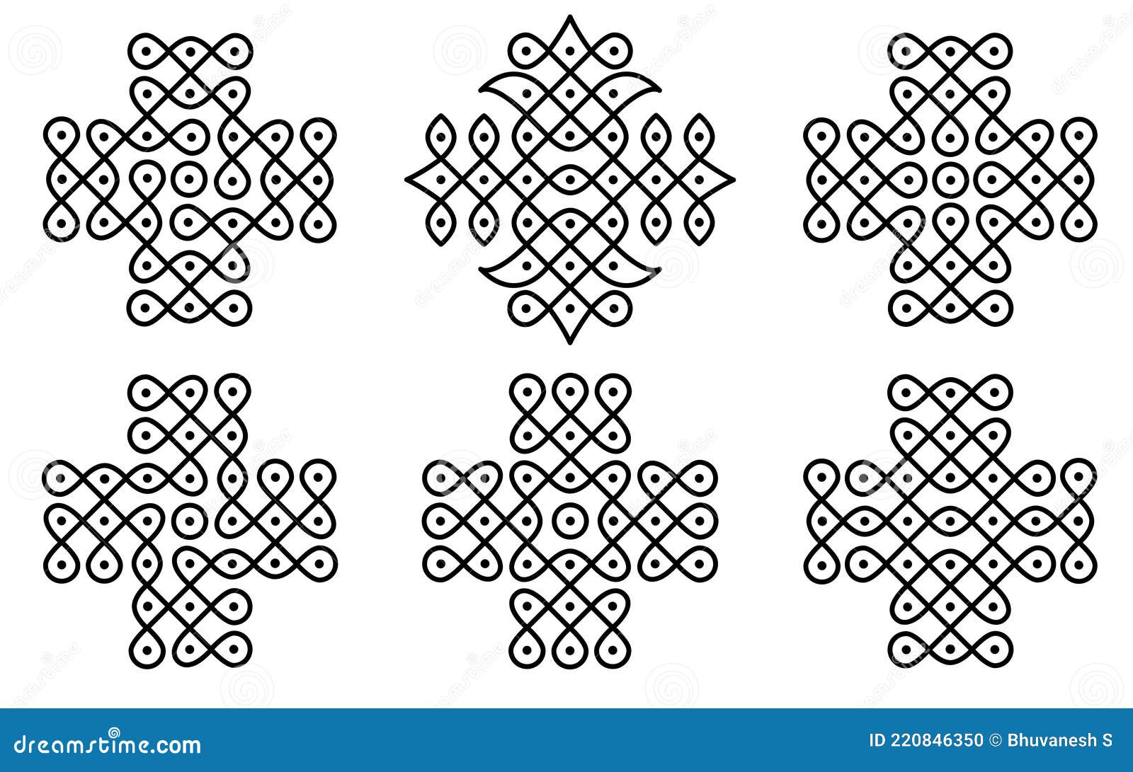 Set Indian Traditional Rangoli or Kolam Design Isolated Stock Vector ...