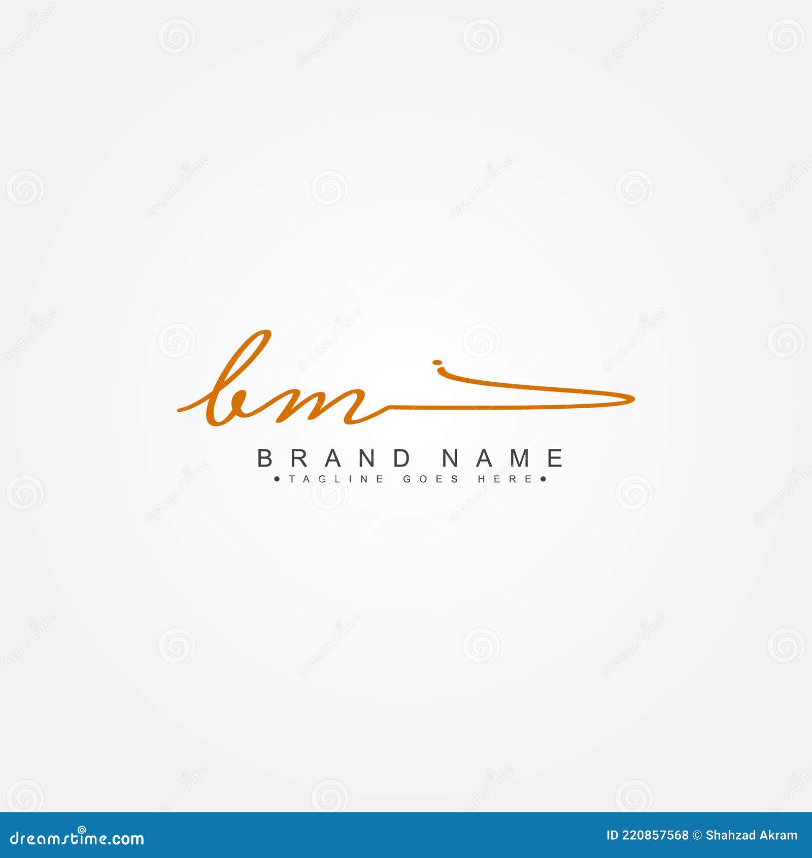 Initial Letter BM Logo - Hand Drawn Signature Style Logo Stock Vector ...