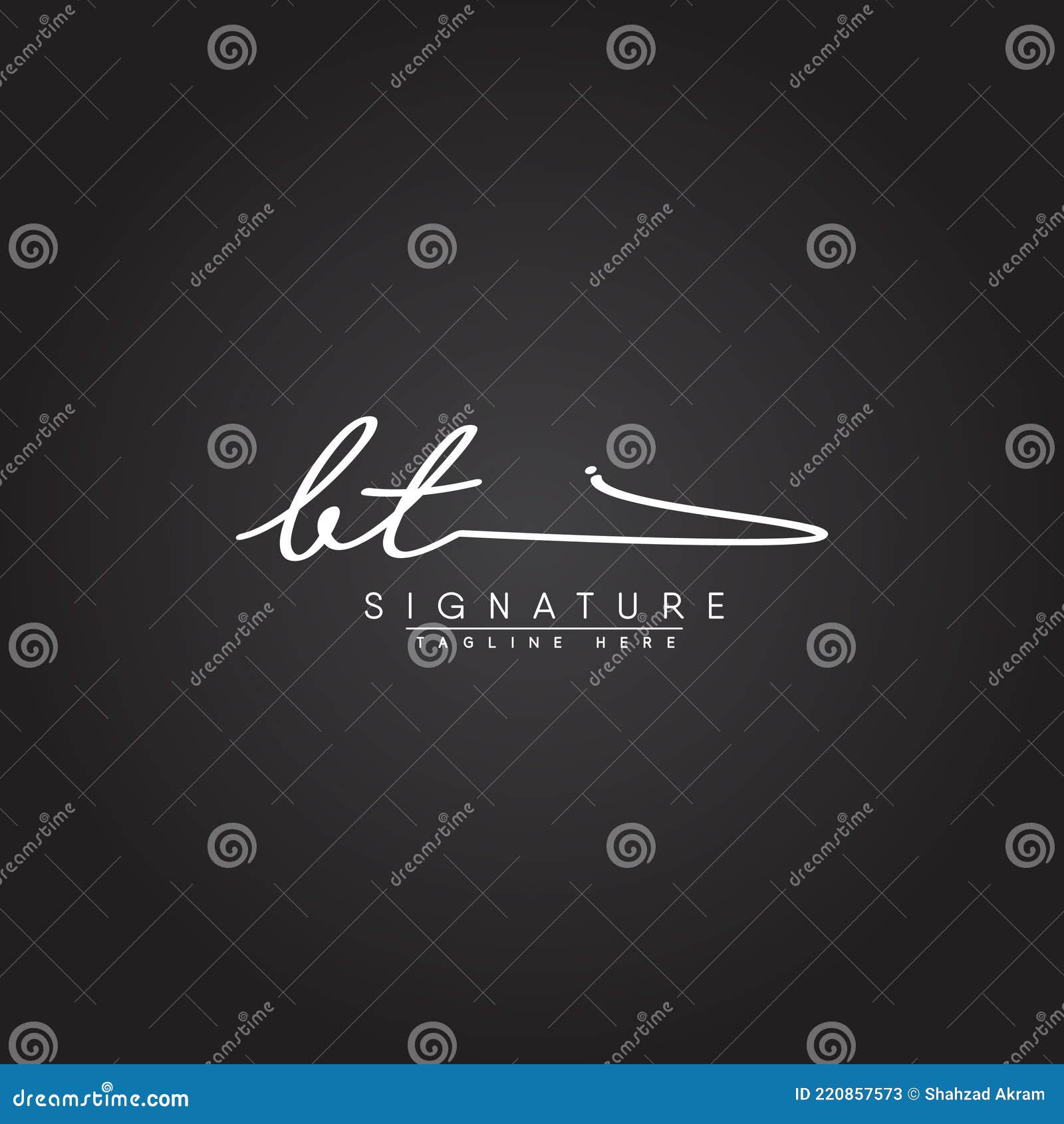 Initial Letter BT Logo - Hand Drawn Signature Style Logo Stock Vector ...