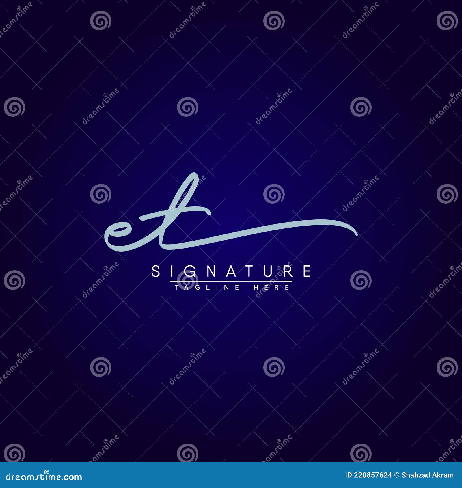 Initial Letter ET Logo - Handwritten Signature Style Logo Stock Vector ...