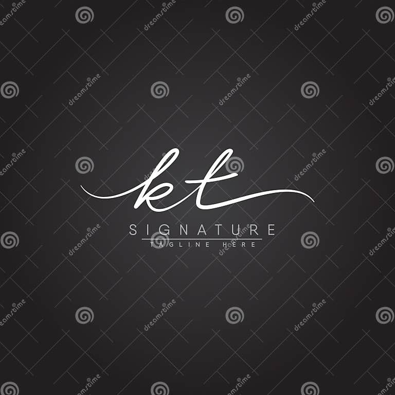 Initial Letter KT Logo - Handwritten Signature Style Logo Stock Vector ...