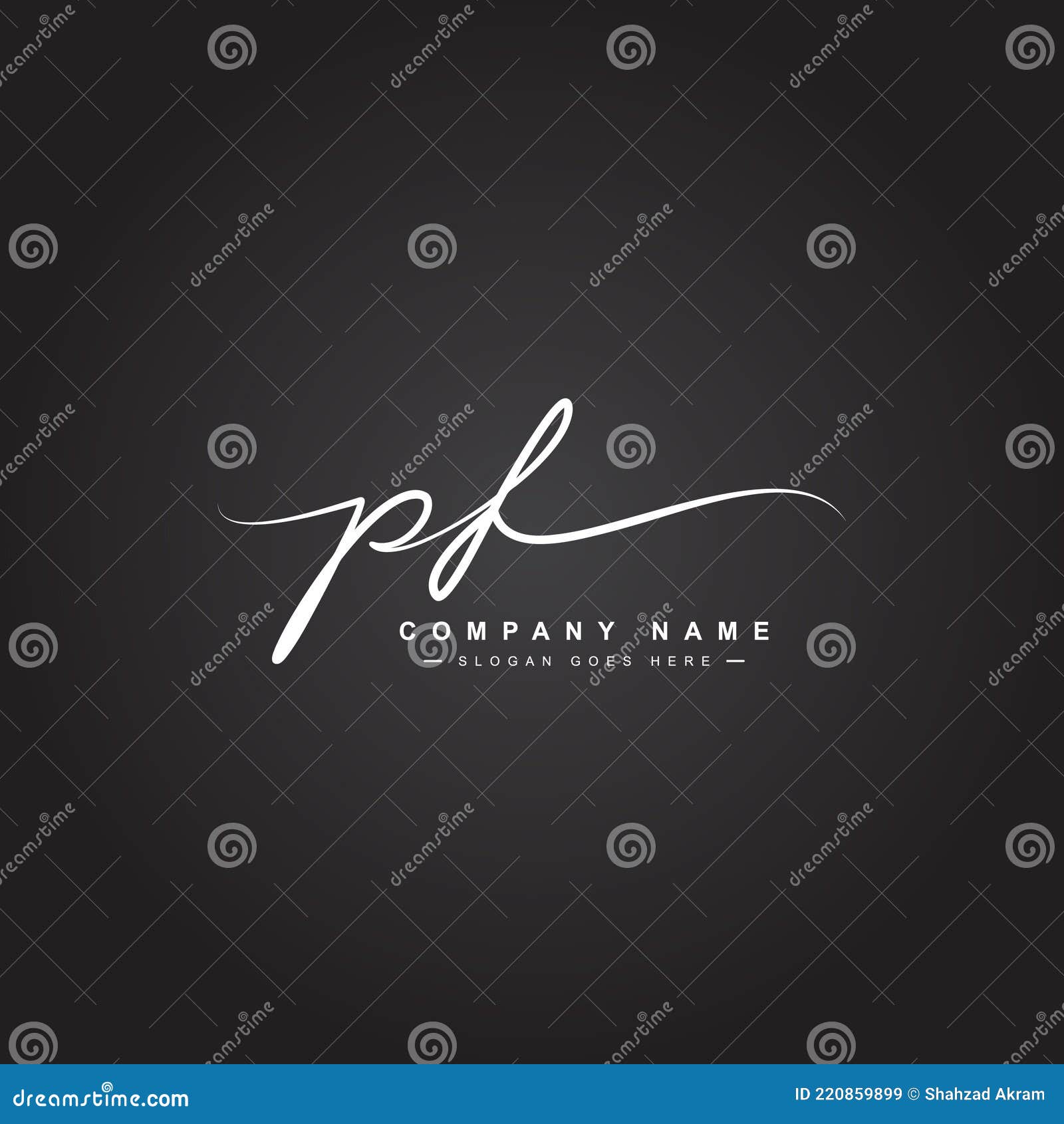 Initial Letter PF Logo - Handwritten Signature Logo Stock Vector ...