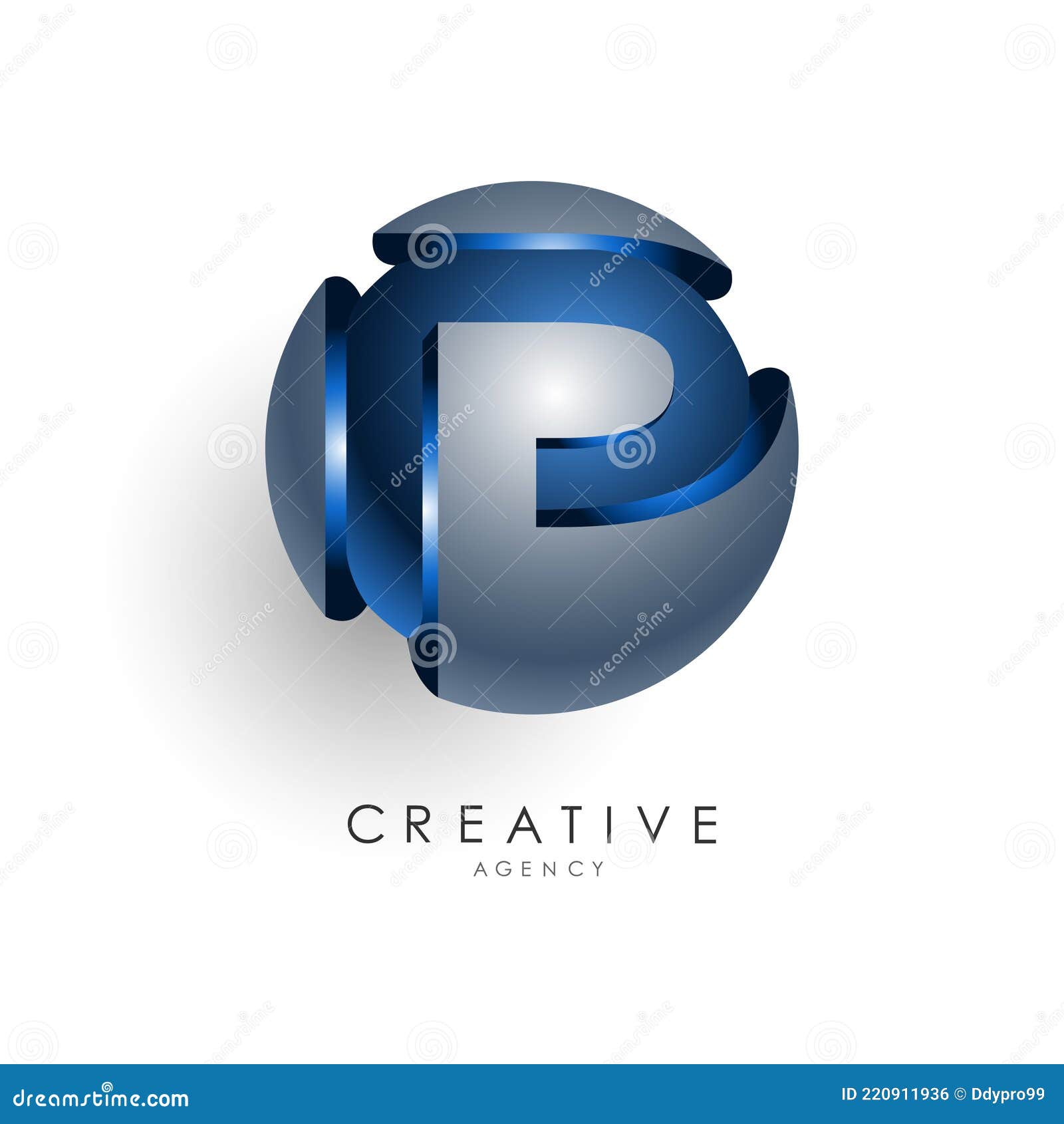 3d Letter Design Round P Logo Template for Business and Corporate ...