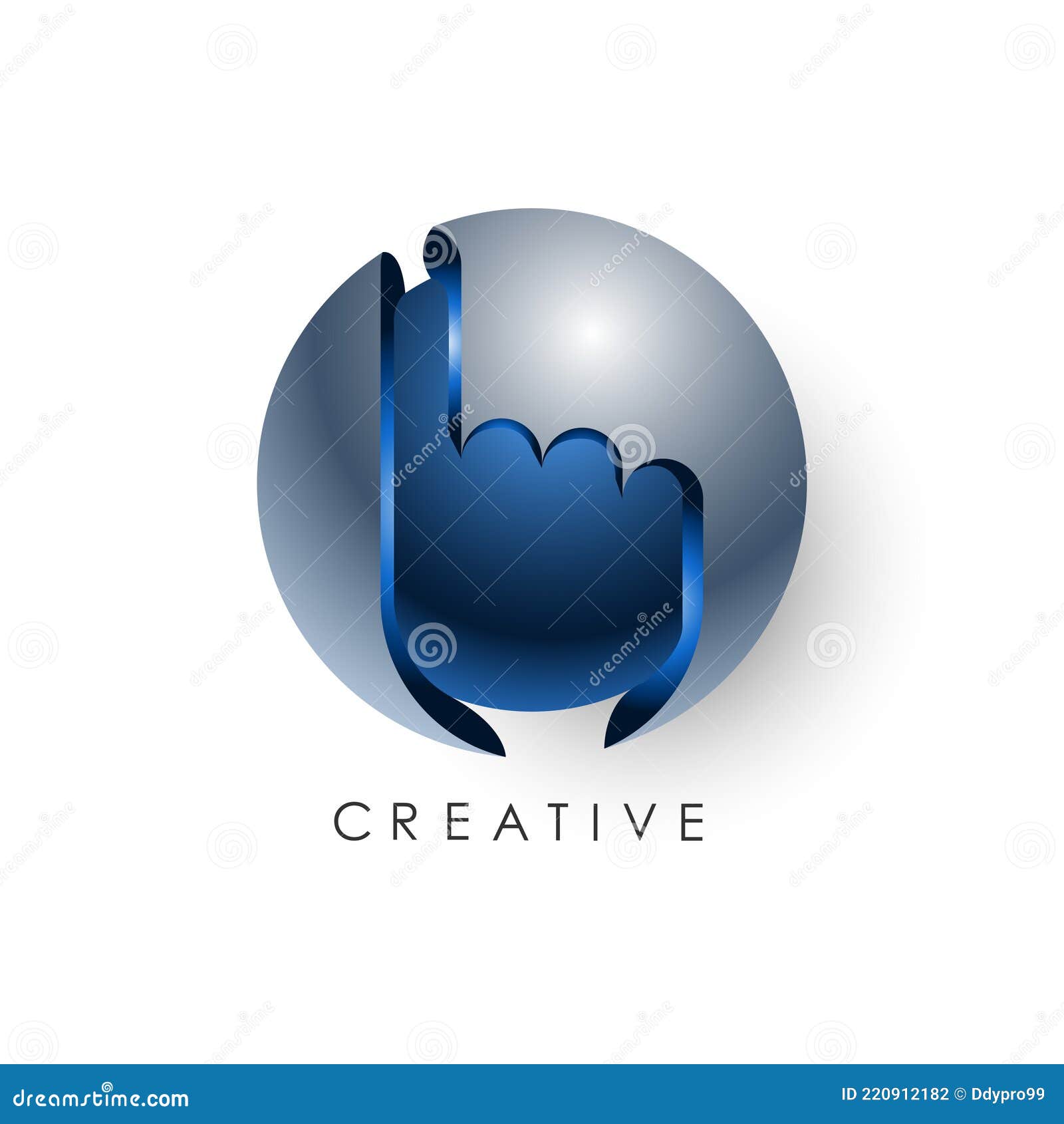 Pressed Index Finger Logo Template in Blue Gray Circle 3d Design for ...