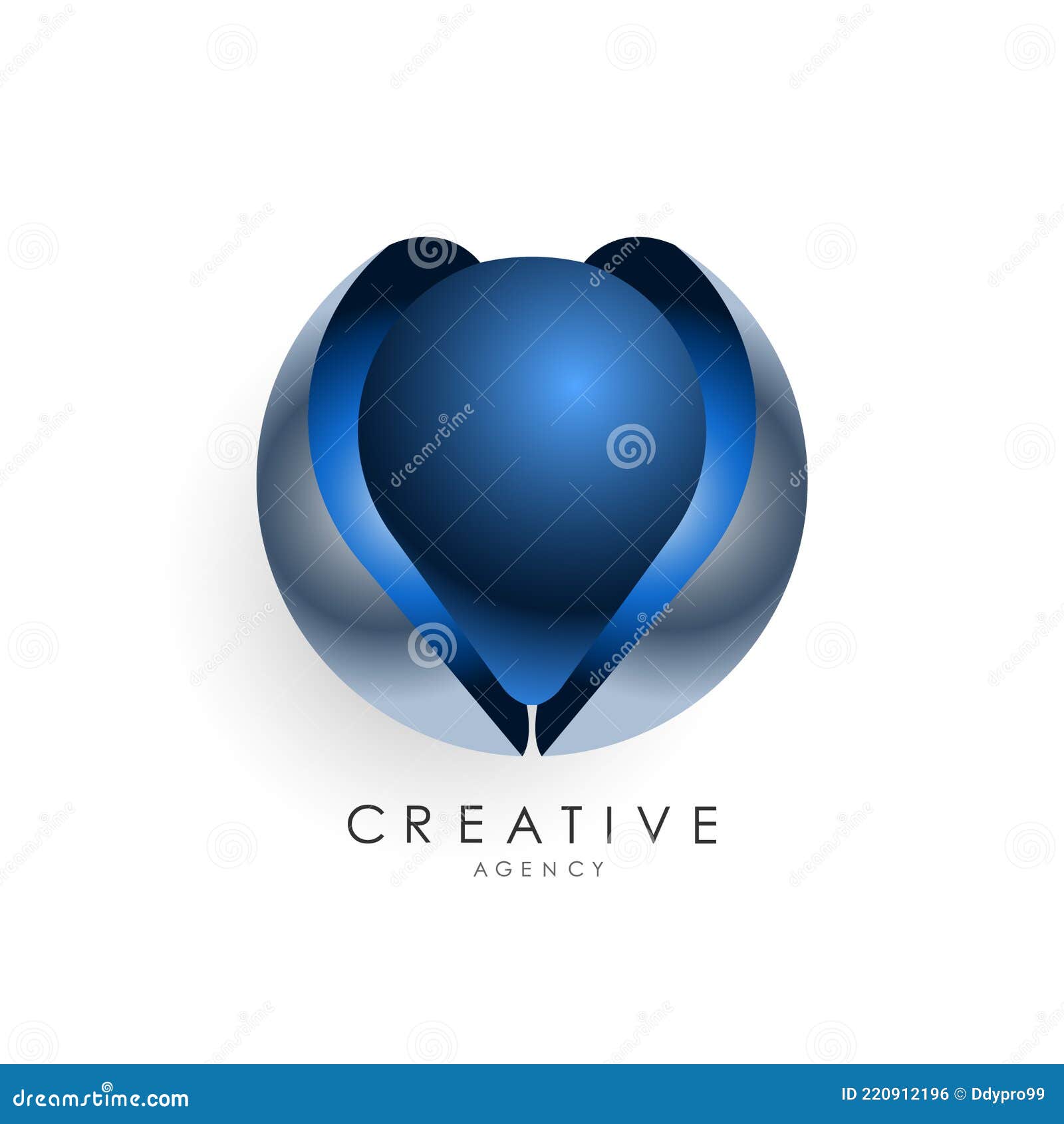 Location Logo Template in Blue Gray Circle 3d Design for Business and ...