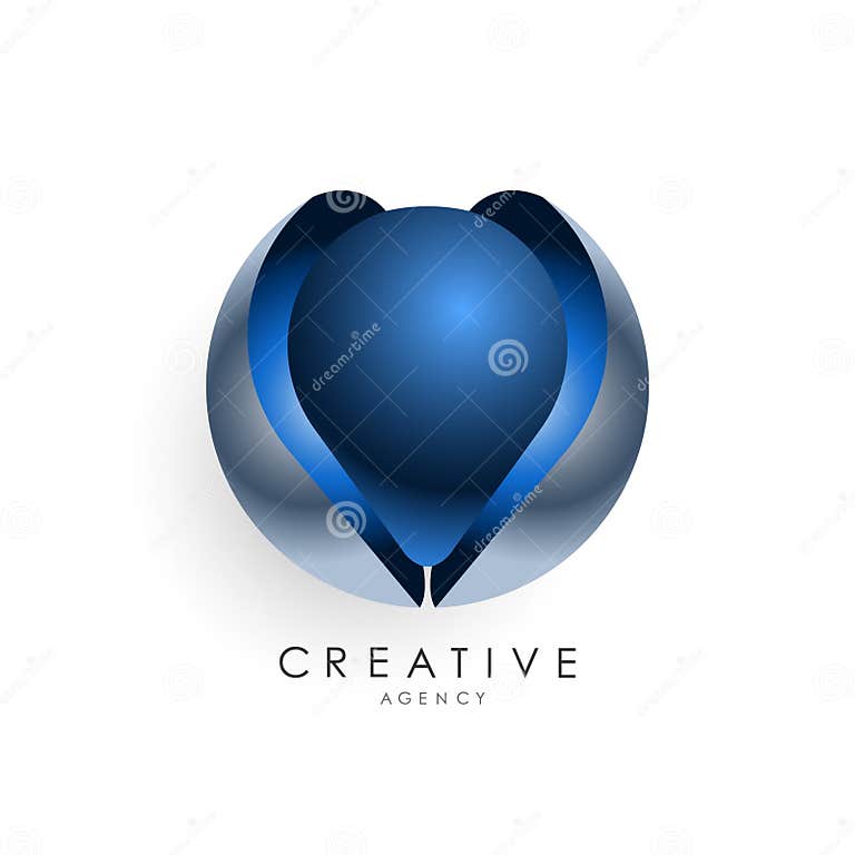 Location Logo Template in Blue Gray Circle 3d Design for Business and ...