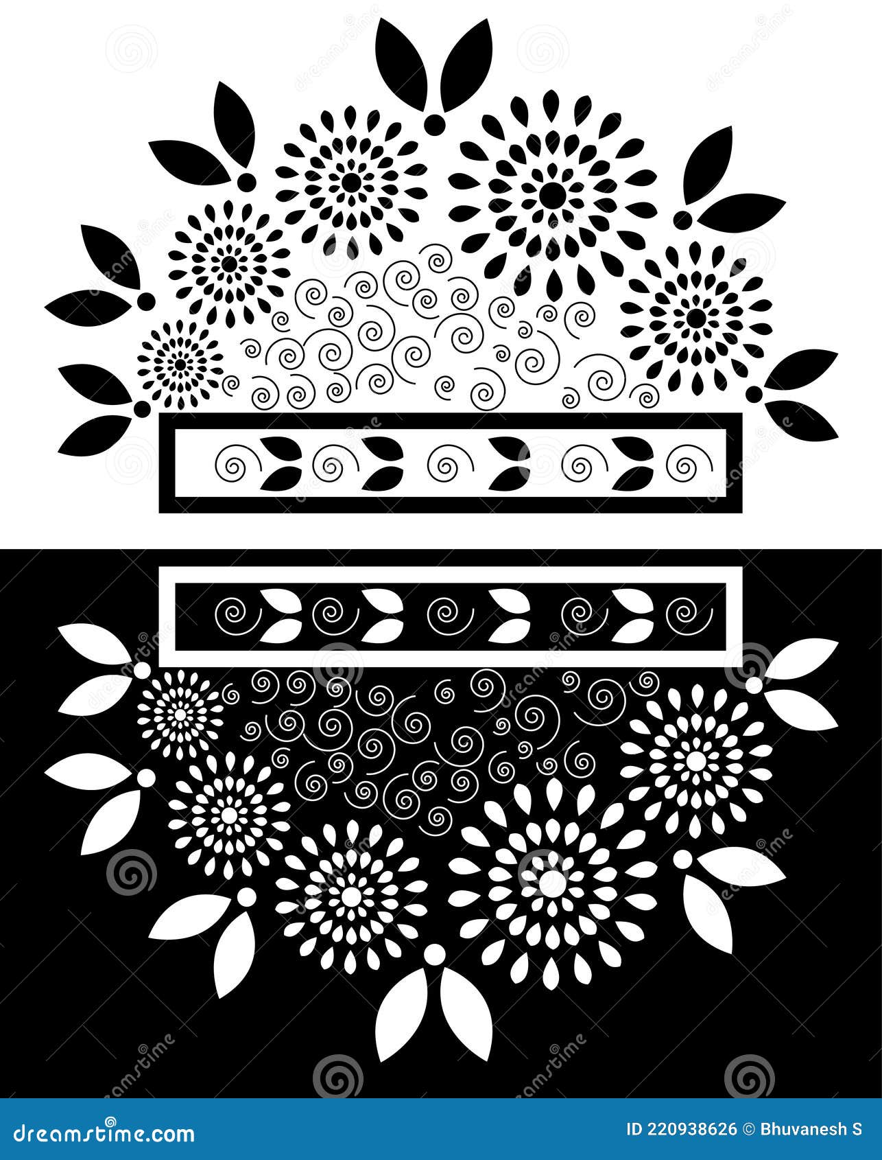 Indian Traditional Rangoli Border Design with Spirals and Flower Petals ...