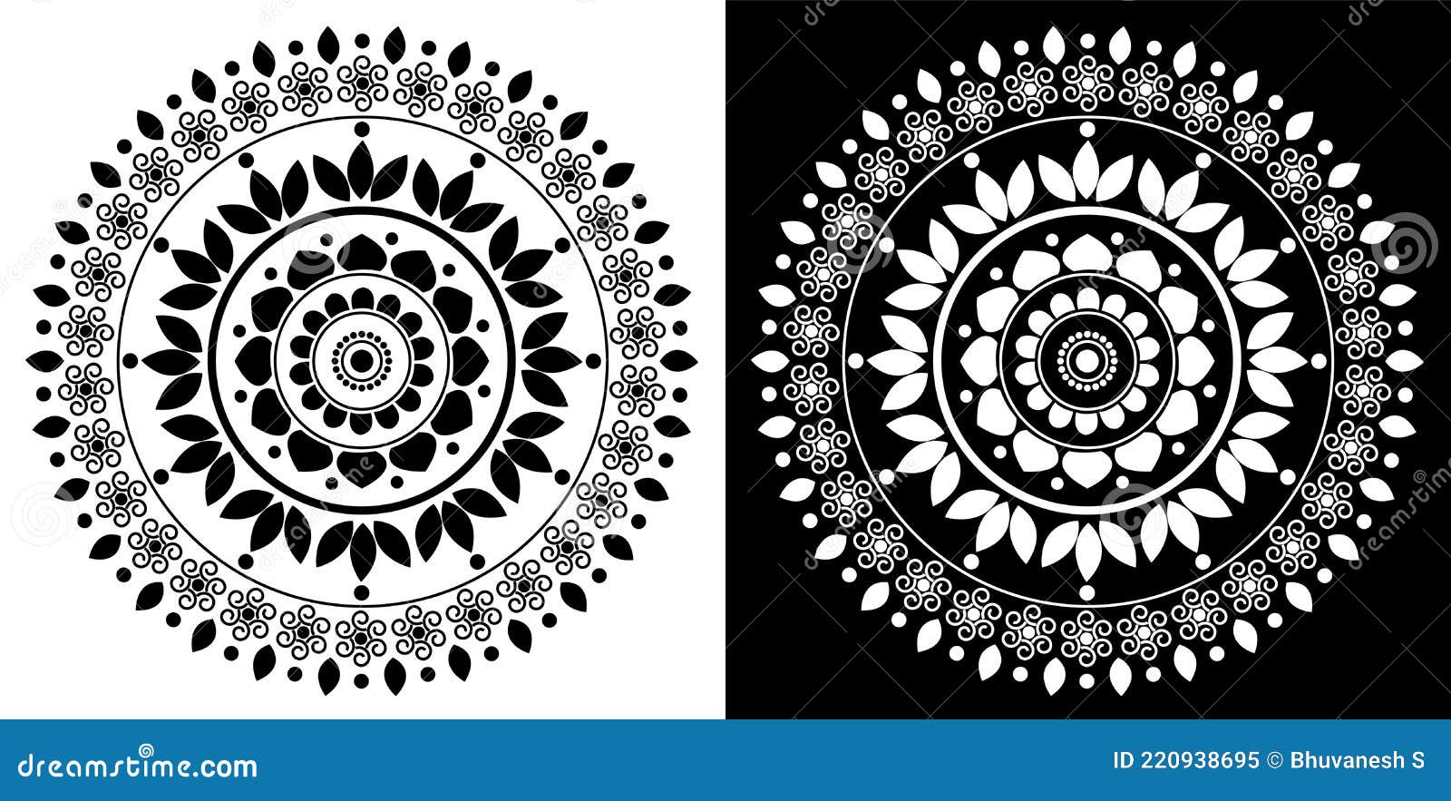 Indian Traditional Rangoli Mandala Design with Leaves and Flower Petals ...