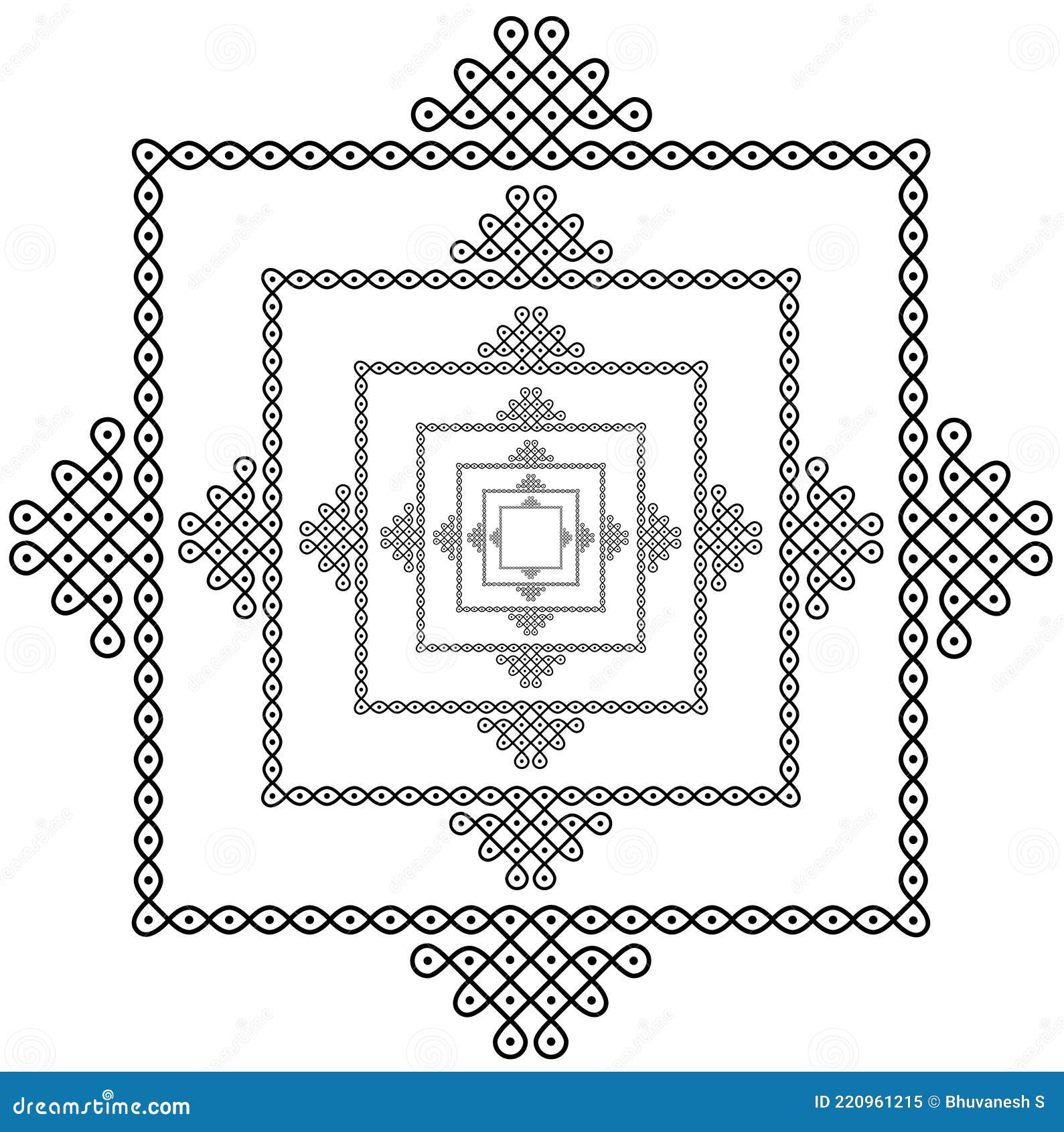 Indian Traditional Rangoli or Kolam with Border Stock Vector ...