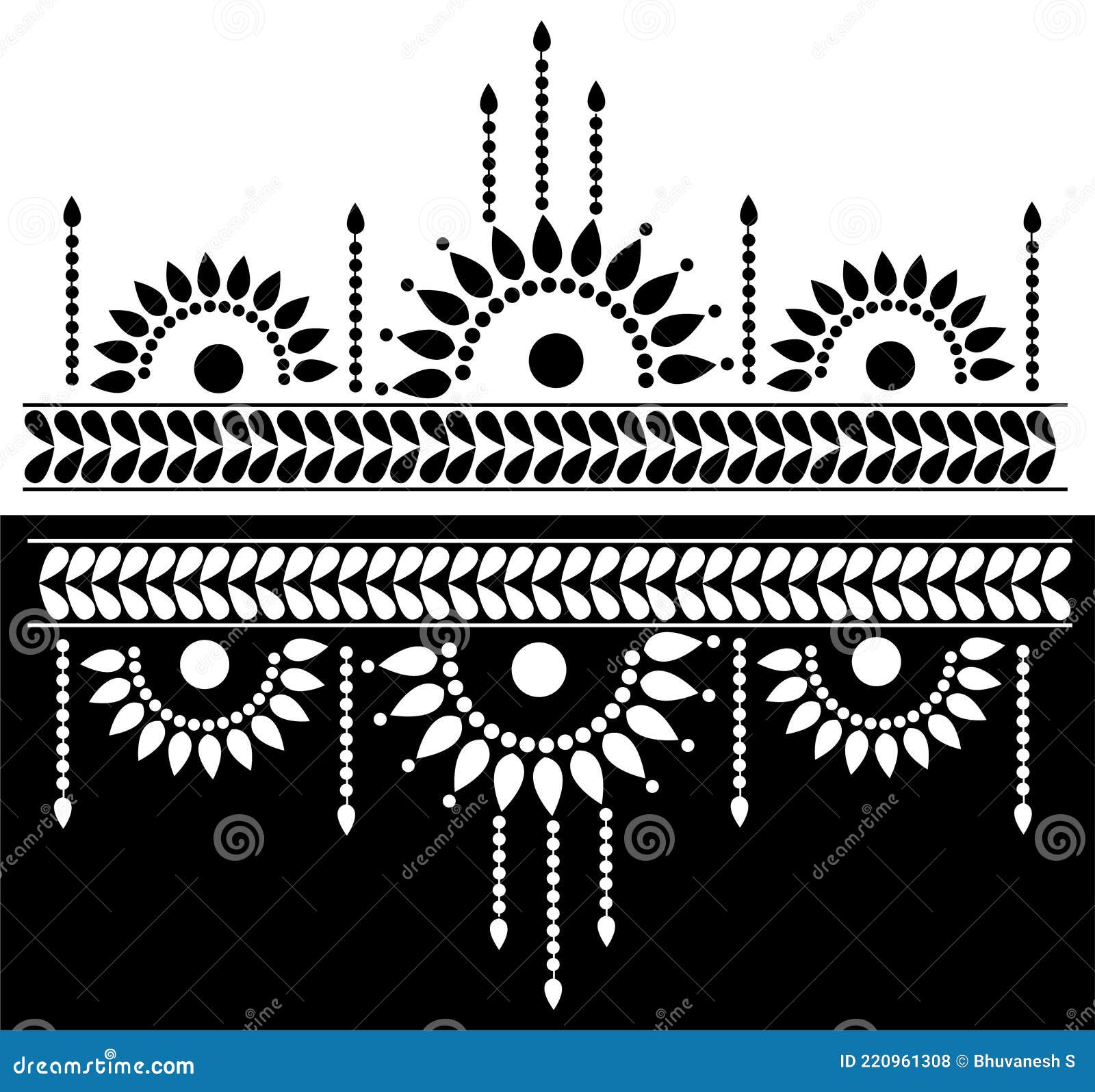 Indian Traditional and Cultural Rangoli or Alpona Border Design with ...