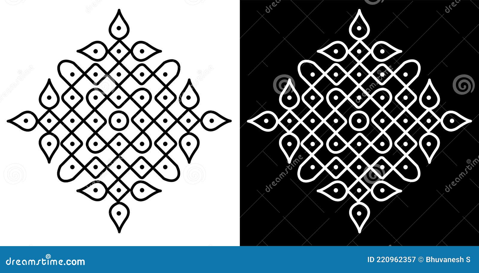 Indian Traditional Rangoli or Kolam Design with Lines and Dots Stock ...