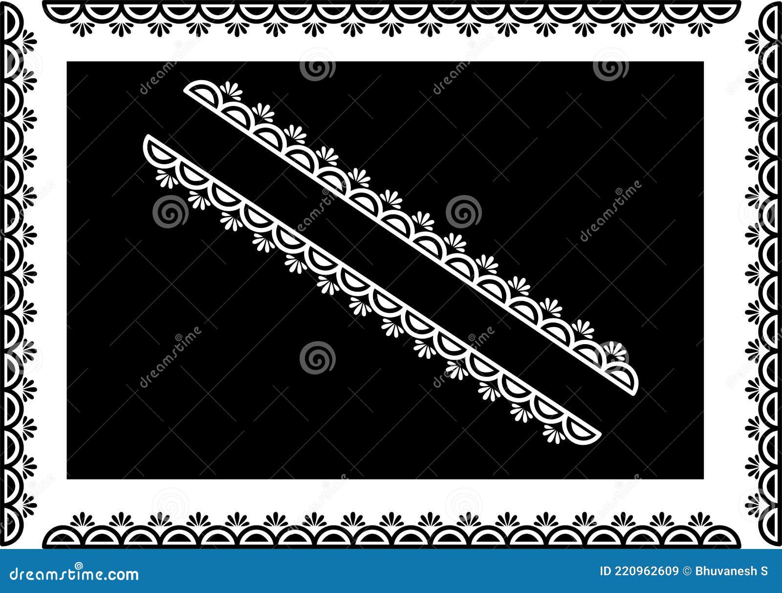 Rectangle Border Design Concept of Rangoli or Kolam Design Concept of ...