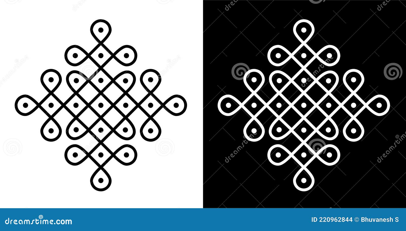 Indian Traditional Rangoli Or Kolam Design With Curved Lines And Dots ...