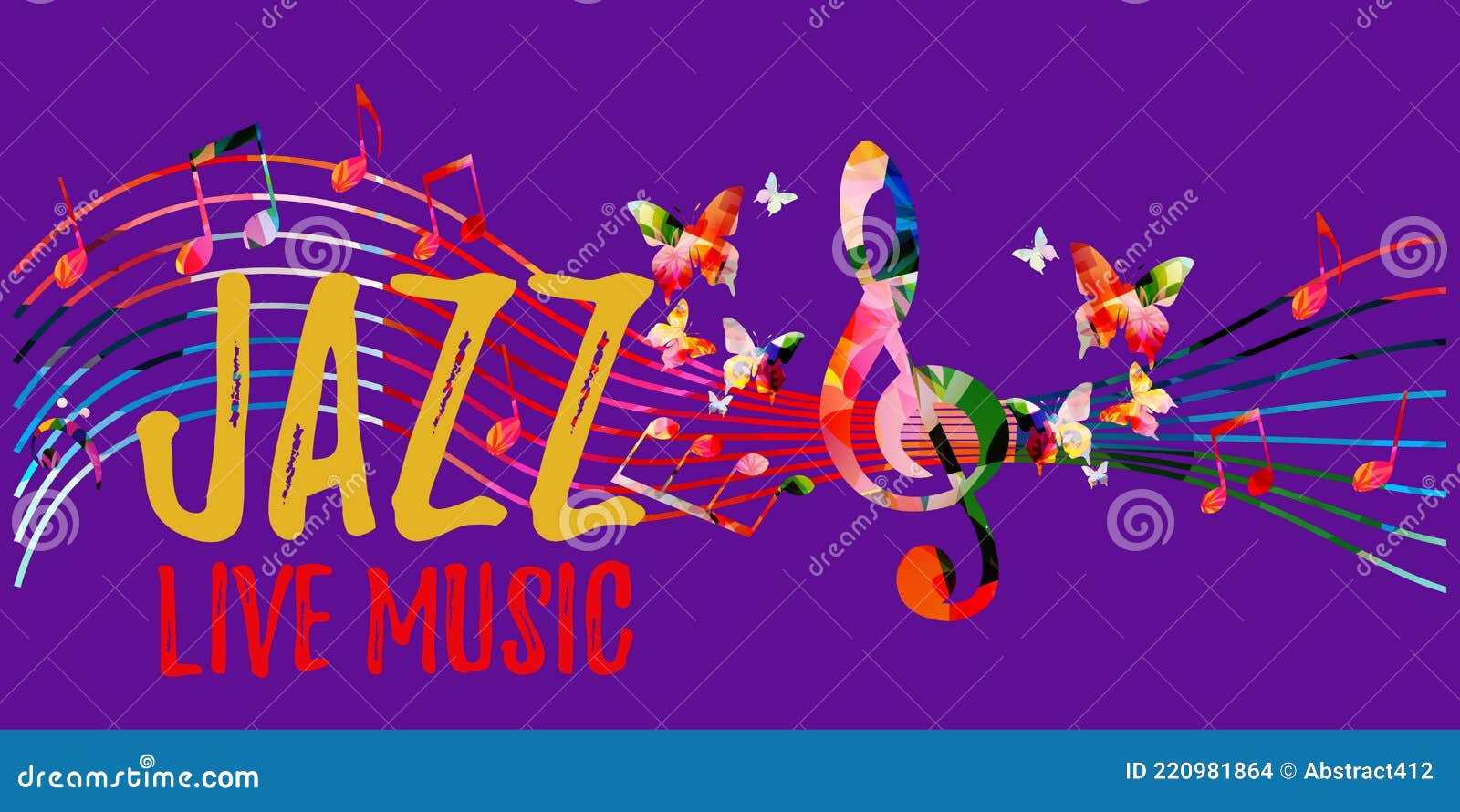 Colorful Jazz Music Promotional Poster with Musical Notes Vector ...