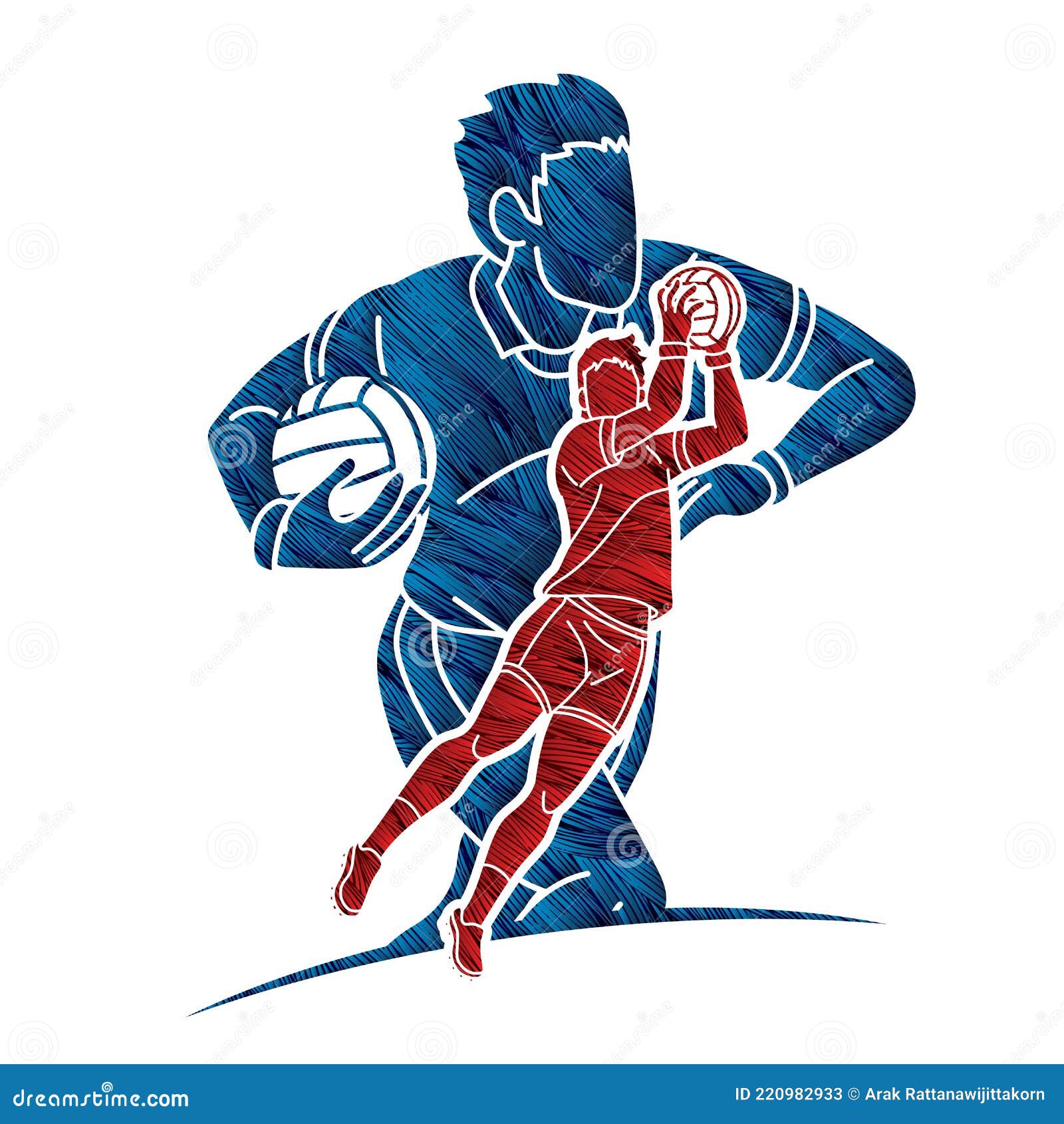 Group of Gaelic Football Male Players Sport Action Cartoon Graphic ...