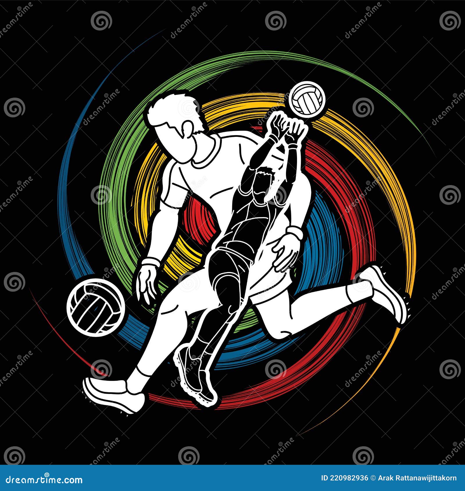Group of Gaelic Football Male Players Sport Action Cartoon Graphic ...