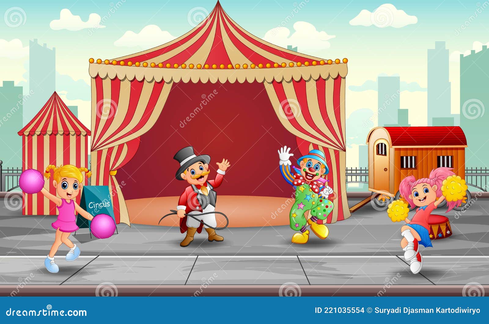Cartoon Children Having Fun on the Amusement Stock Vector ...