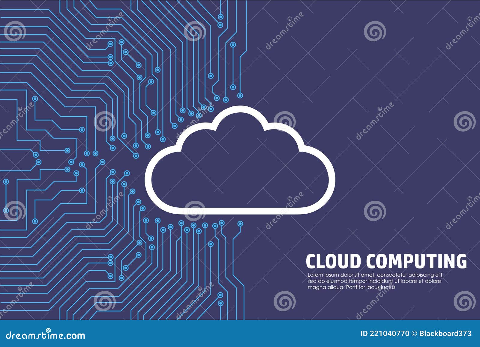 Cloud Computing Database Over Circuit Board Background. Vector ...