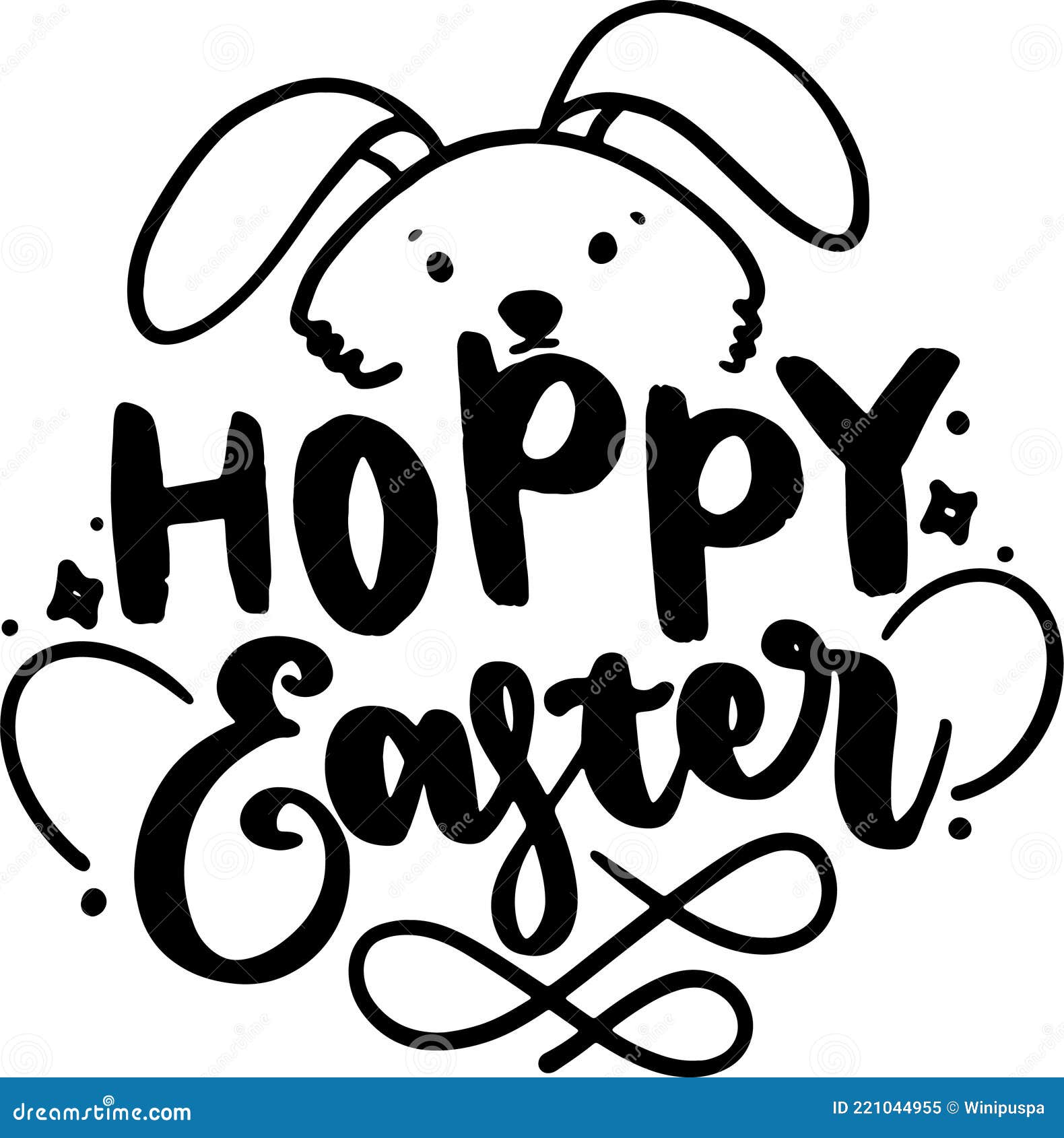 Hoppy Easter Calligraphy Hand Lettering With Bunny Muzzle And Ears ...