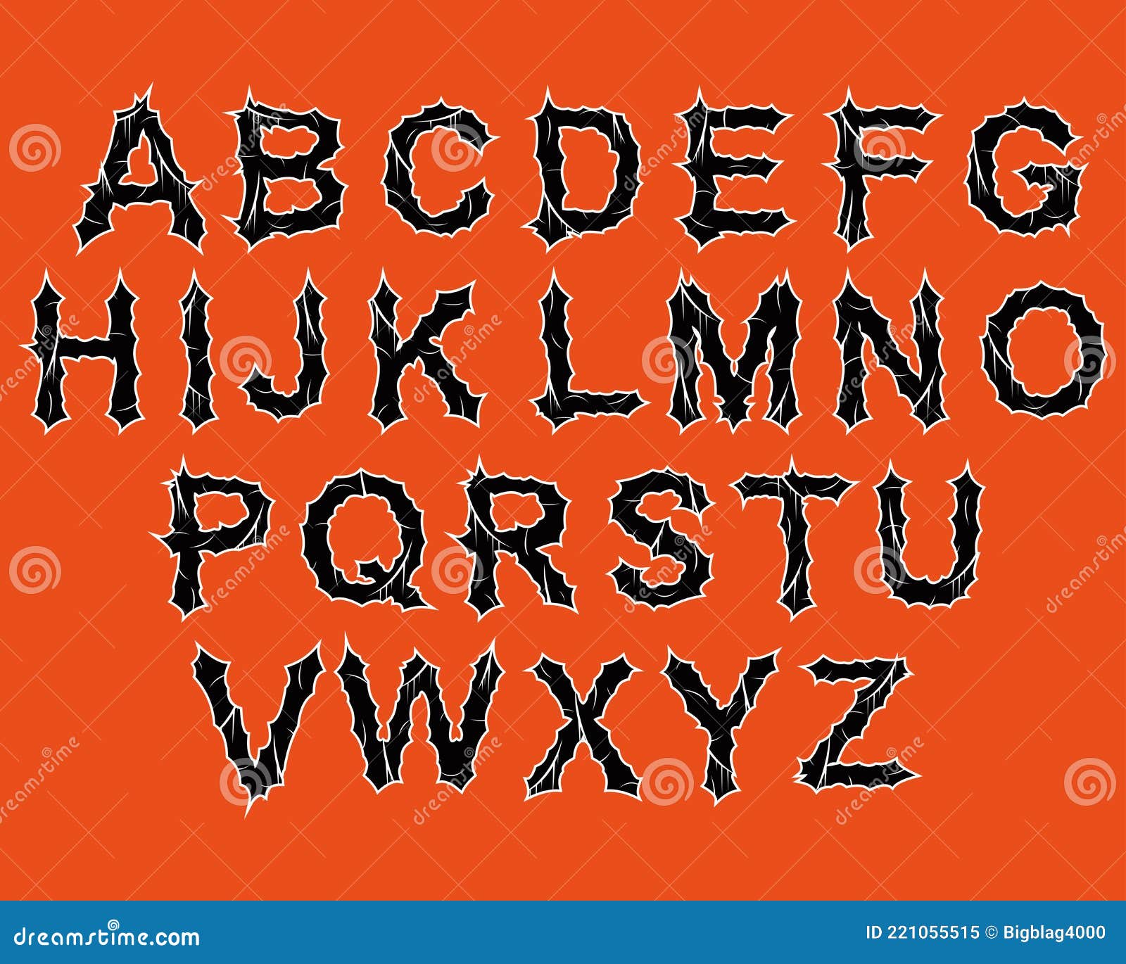 Prickly Alphabet with Scars on Orange Background. Stock Vector ...