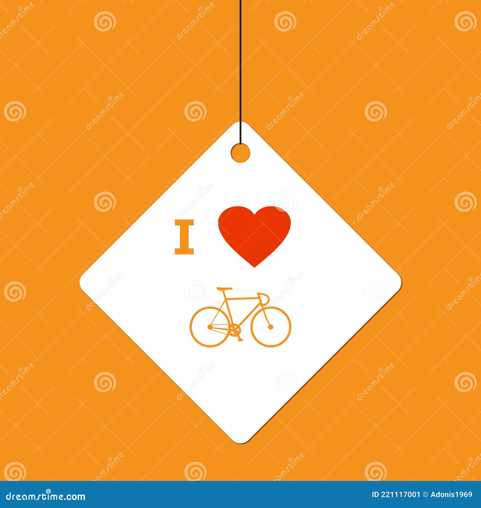 I Love Bicycle Tag on Orange Stock Image - Illustration of bright ...