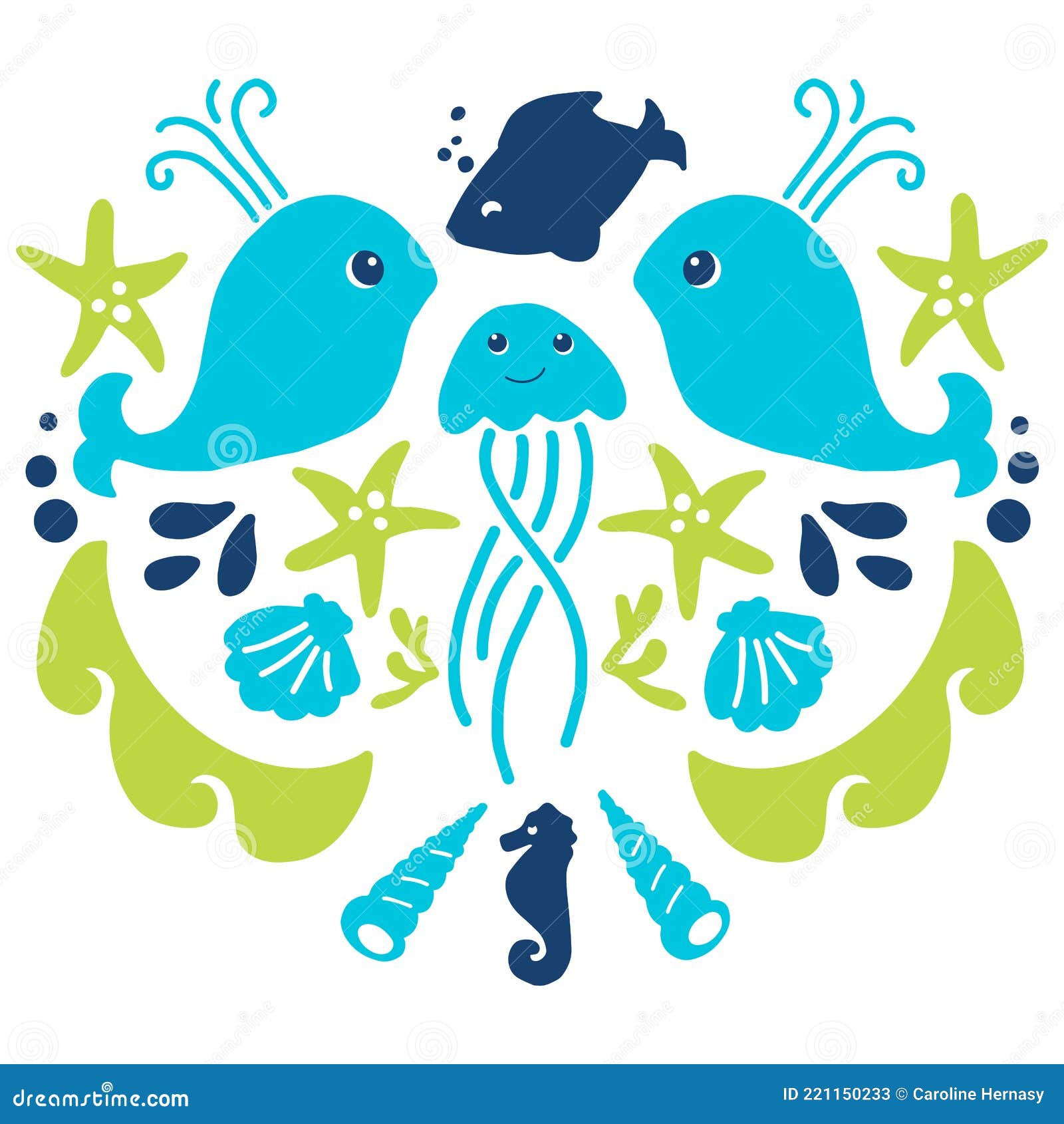 Ocean`s Crest Aqua Emblem stock vector. Illustration of pattern - 221150233