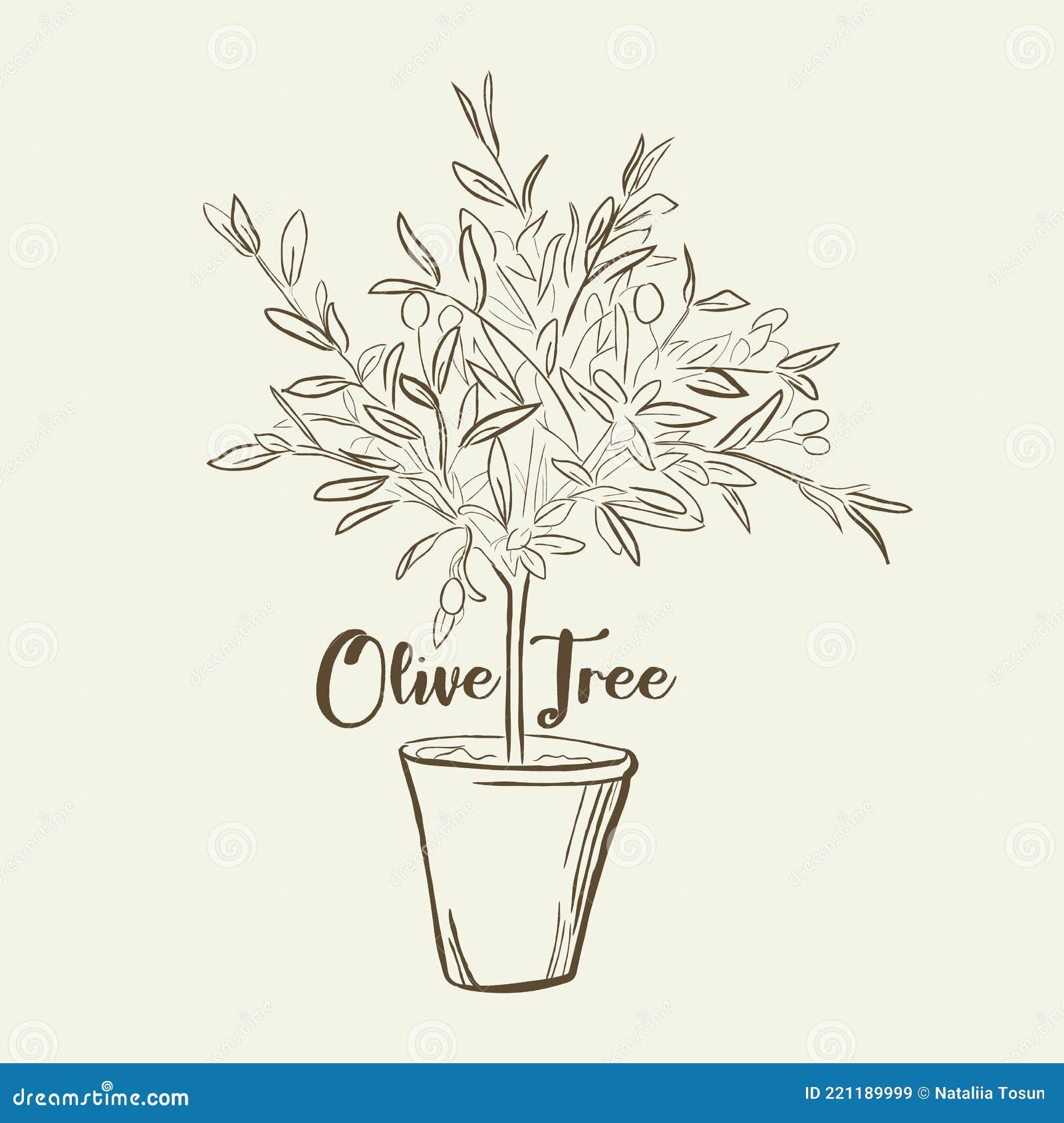 Line Art of Olive Tree. Vector Illustration. Stock Vector ...