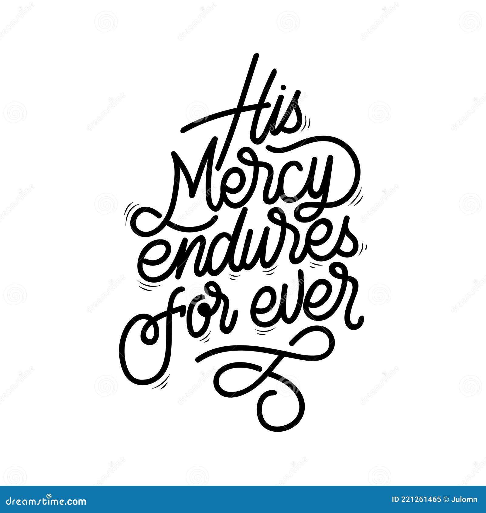 Hand Lettering His Mercy Endures for Ever Christian Quotes Stock Vector ...