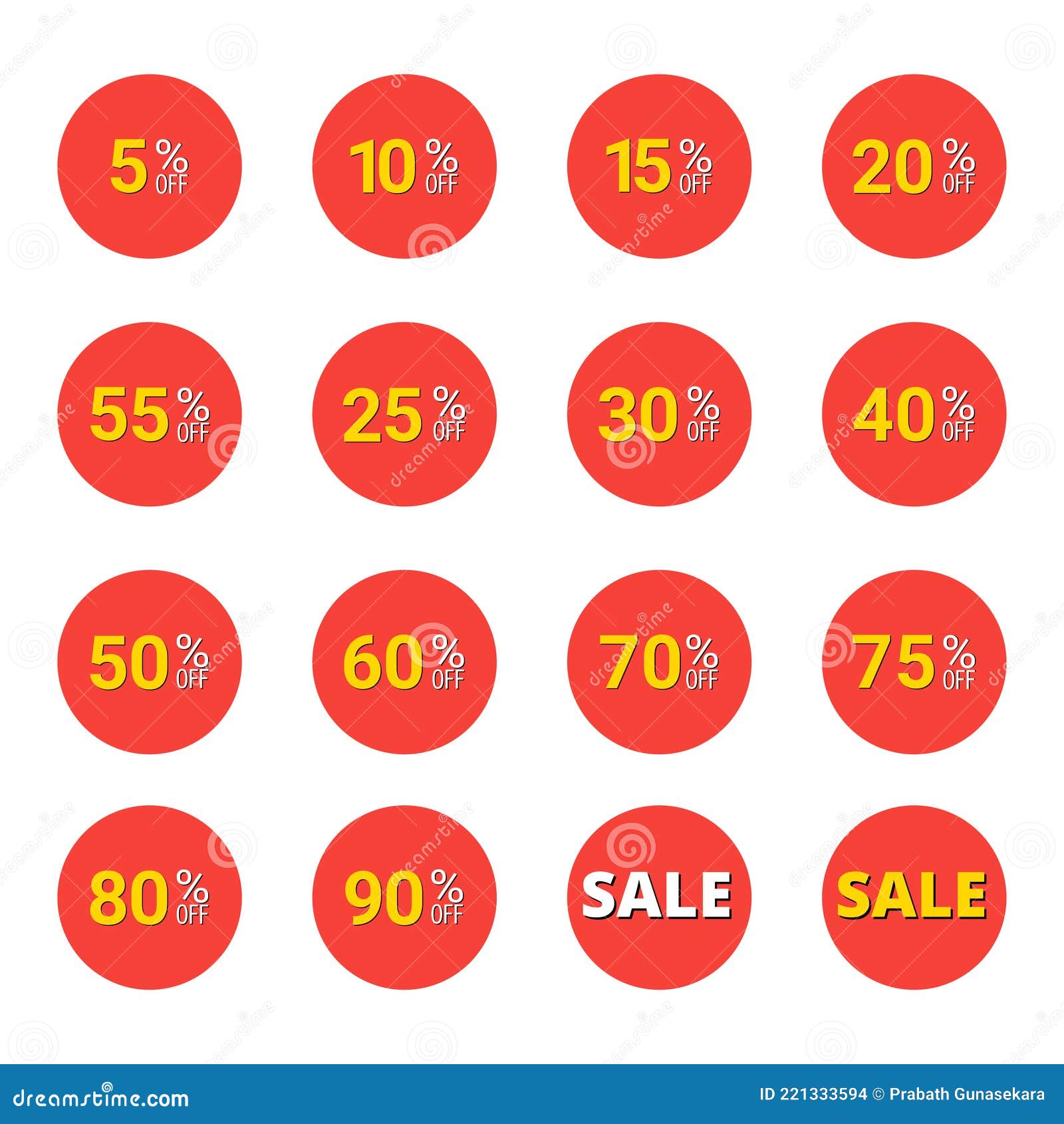 Special Offer Discount Labels with Different Sale Percentages. Stock ...