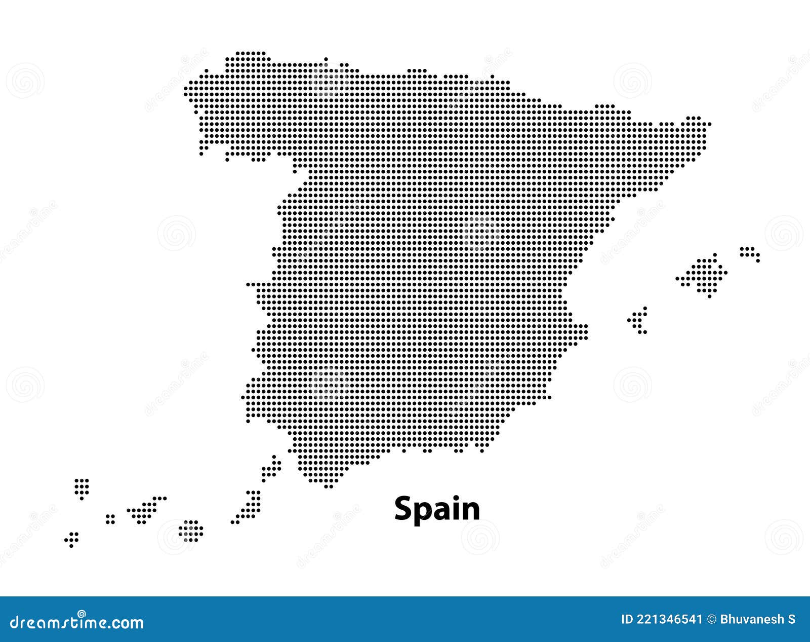 Vector Halftone Dotted Map of Spain Country Stock Vector - Illustration ...