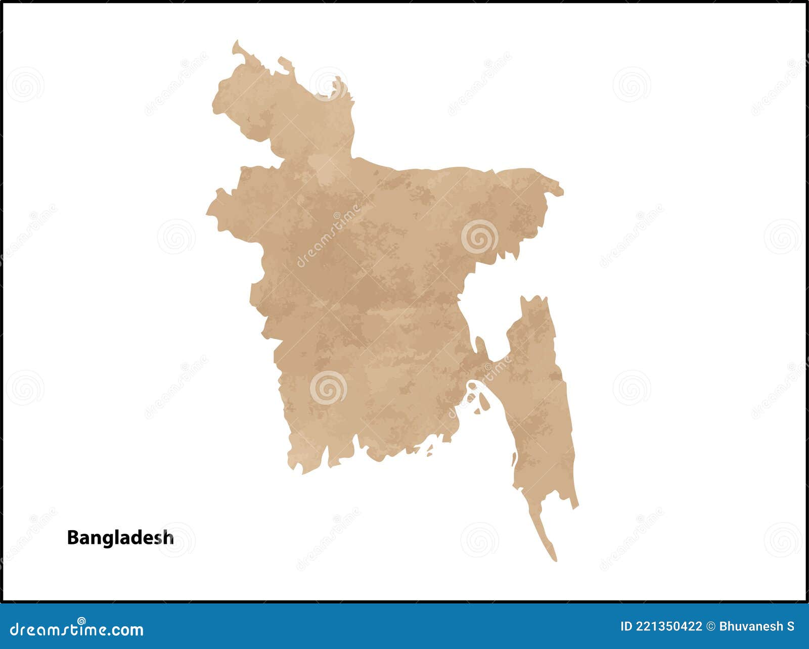 Old Vintage Paper Textured Map of Bangladesh Country Stock Vector ...