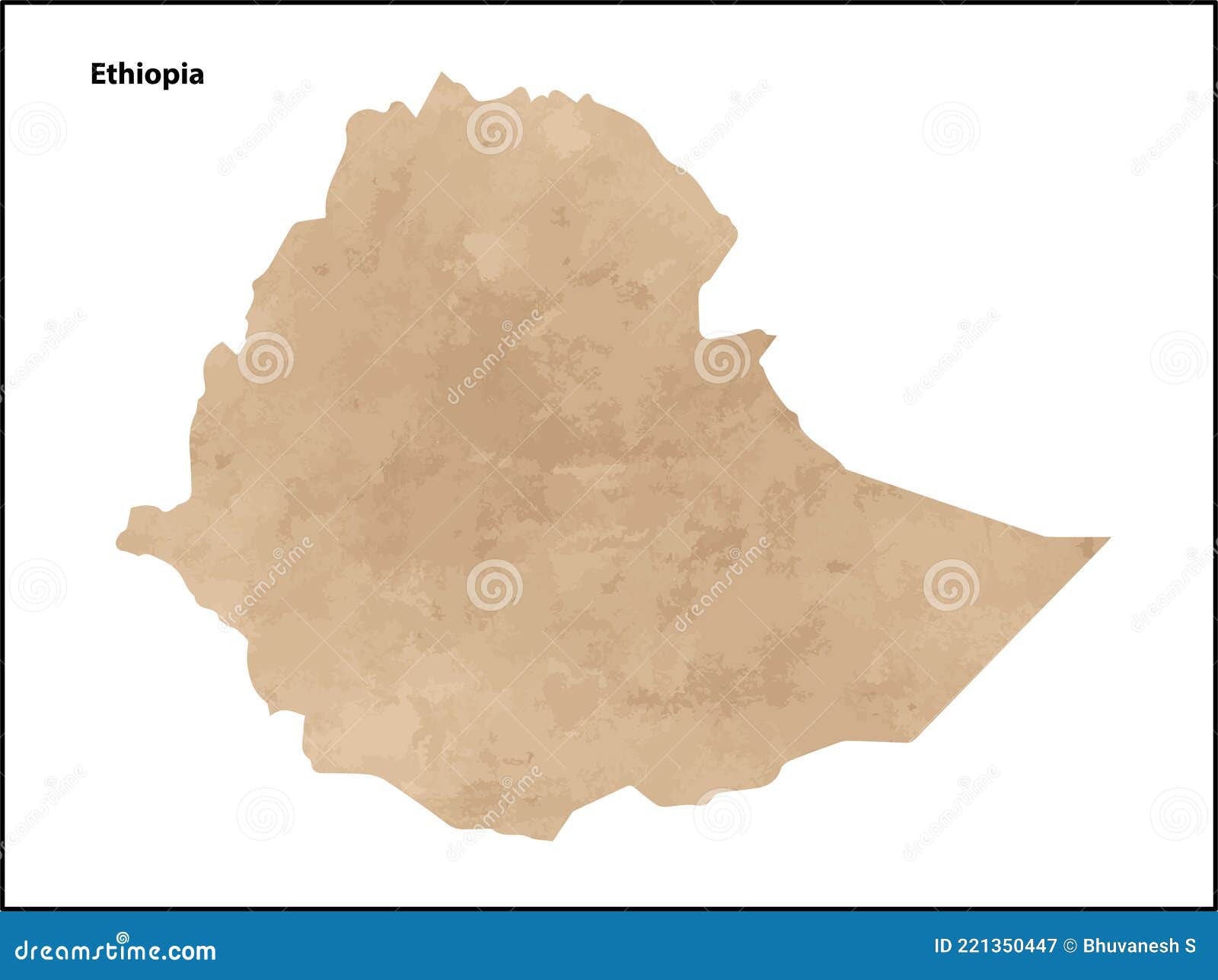 Old Vintage Paper Textured Map of Ethiopia Country Stock Vector ...