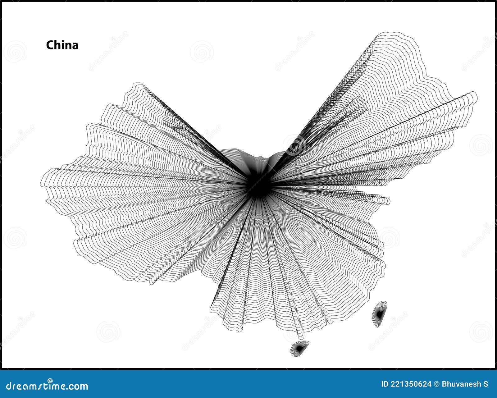 Topographic Abstract Map of China Isolated on White Background Stock ...