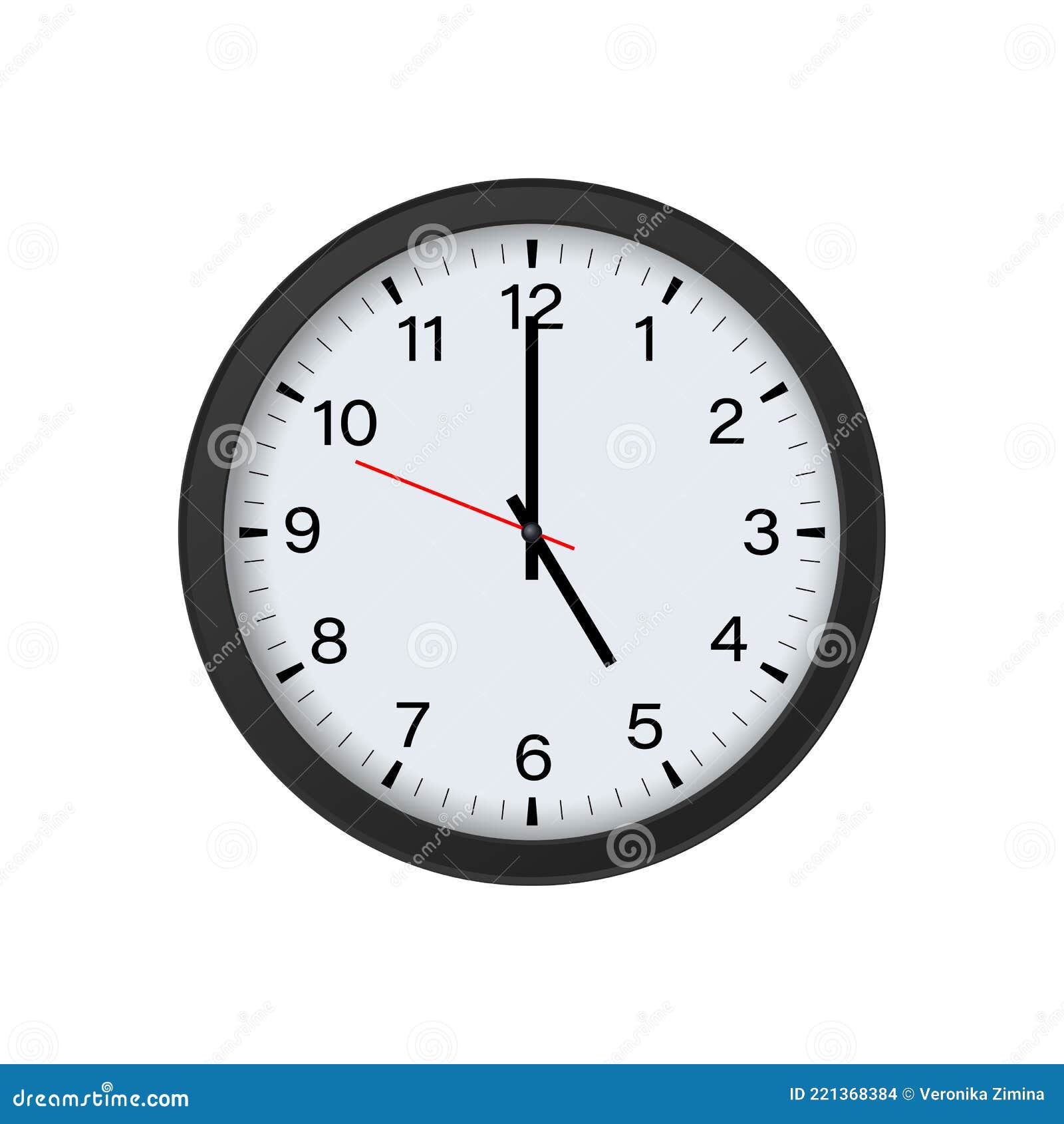 Round Clock Mockup Showing 5 O Clock Stock Vector - Illustration of ...