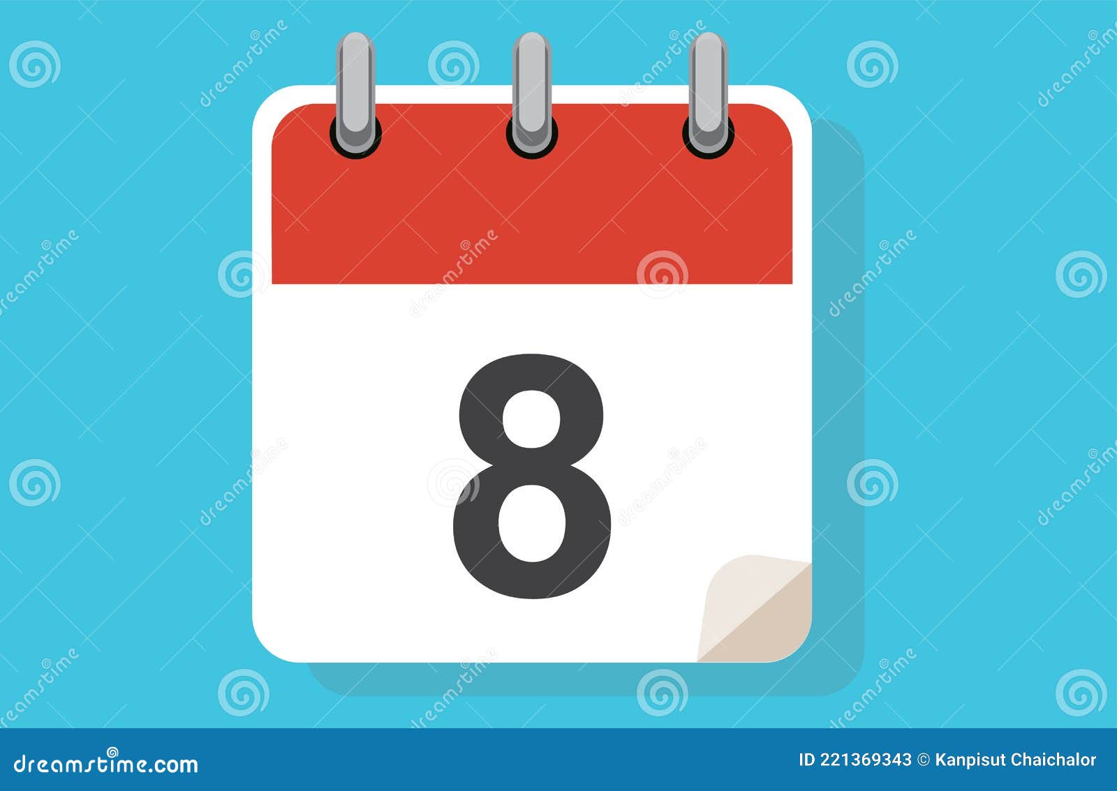 Day Eight. Simple Calendar with Date 8. Flat Calendar Icon Vector ...