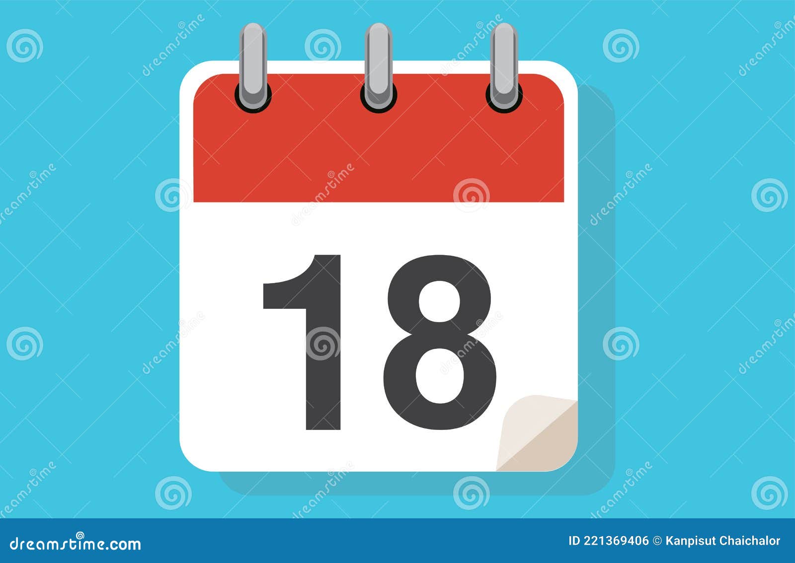 Day Eighteen. Simple Calendar with Date 18. Flat Calendar Icon Vector ...
