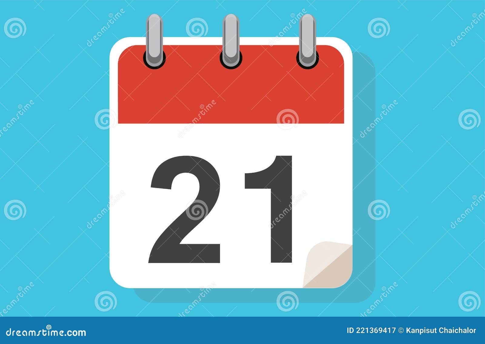 Day Twenty-one. Simple Calendar with Date 21. Flat Calendar Icon Vector ...