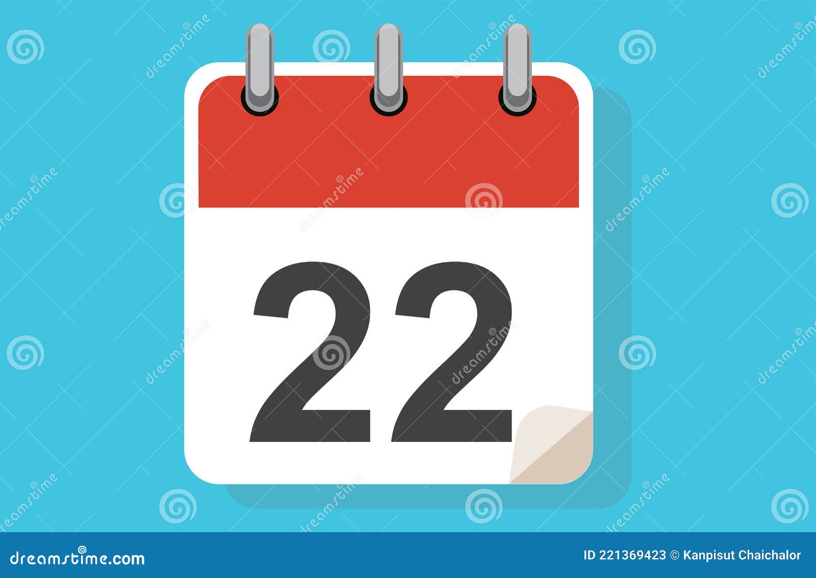 Day Twenty-two. Simple Calendar with Date 22. Flat Calendar Icon Vector ...