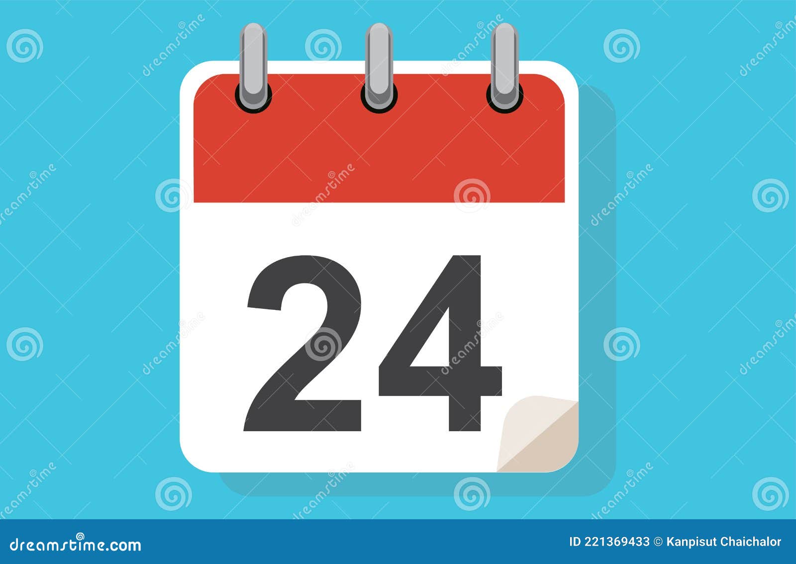 Day Twenty-four Simple Calendar with Date 24. Flat Calendar Icon Vector ...