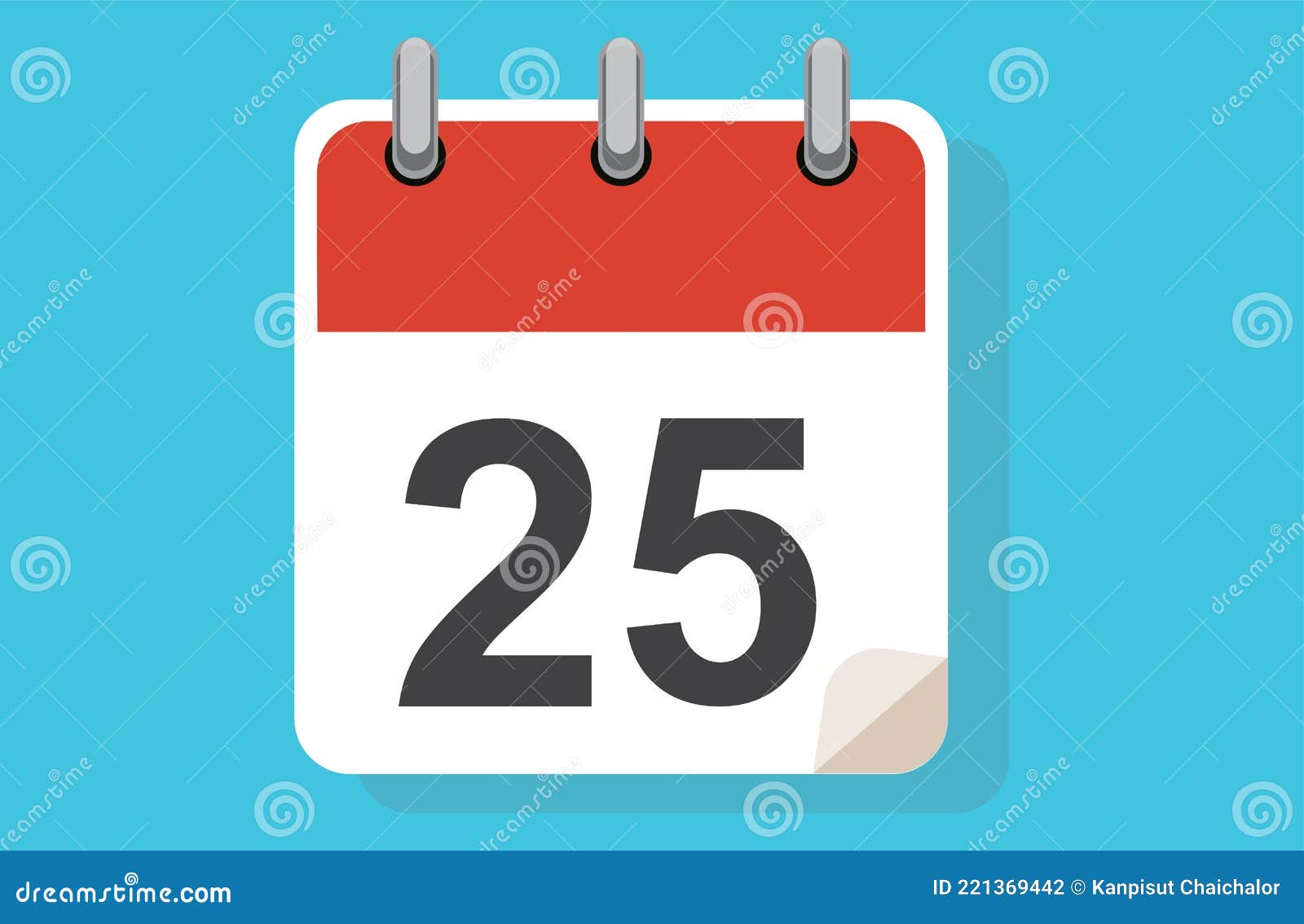 Day Twenty-five. Simple Calendar with Date 25. Flat Calendar Icon ...