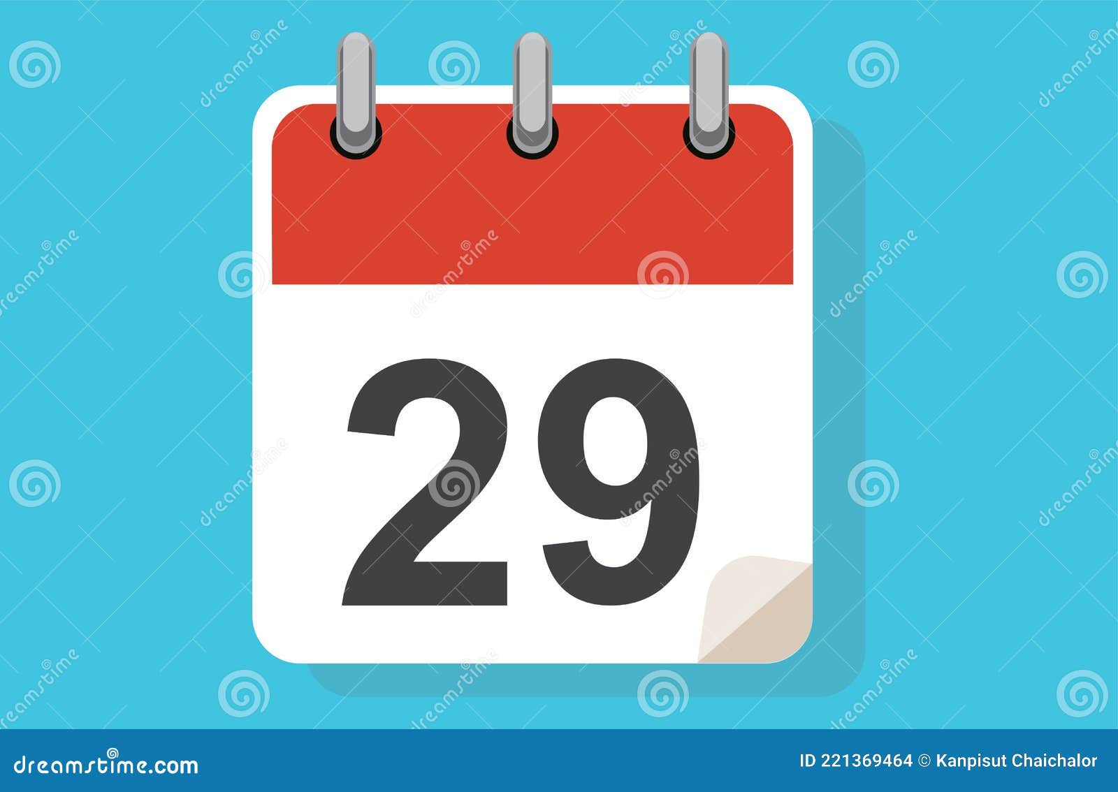 Day Twenty-nine. Simple Calendar with Date 29. Flat Calendar Icon ...