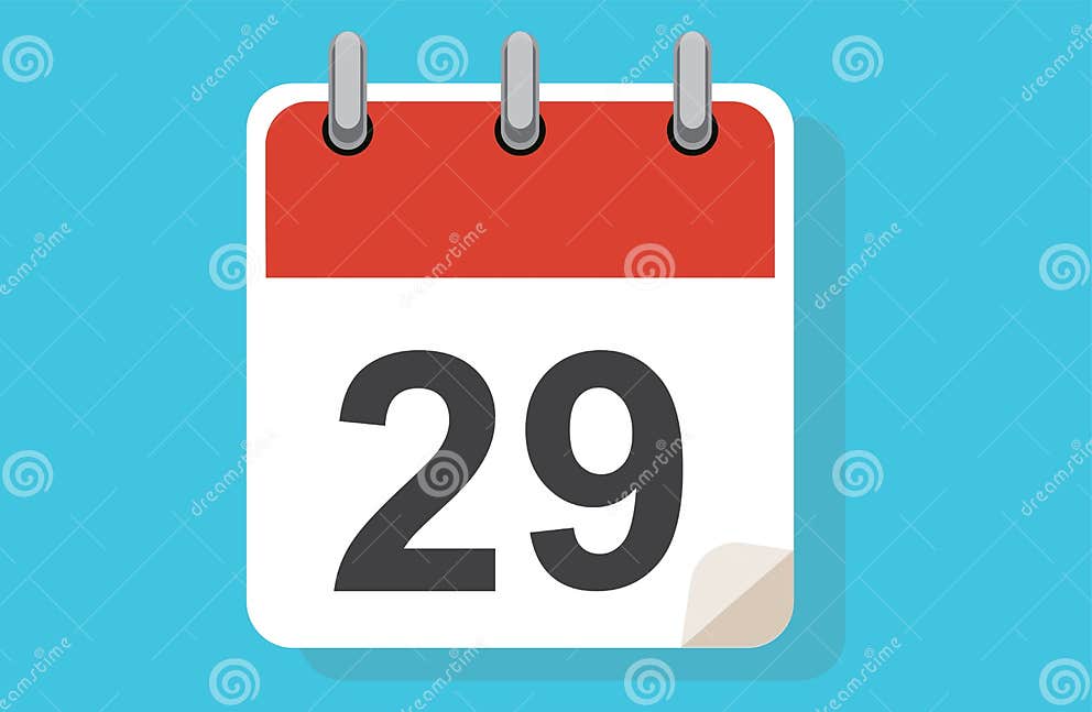 Day Twenty-nine. Simple Calendar with Date 29. Flat Calendar Icon ...