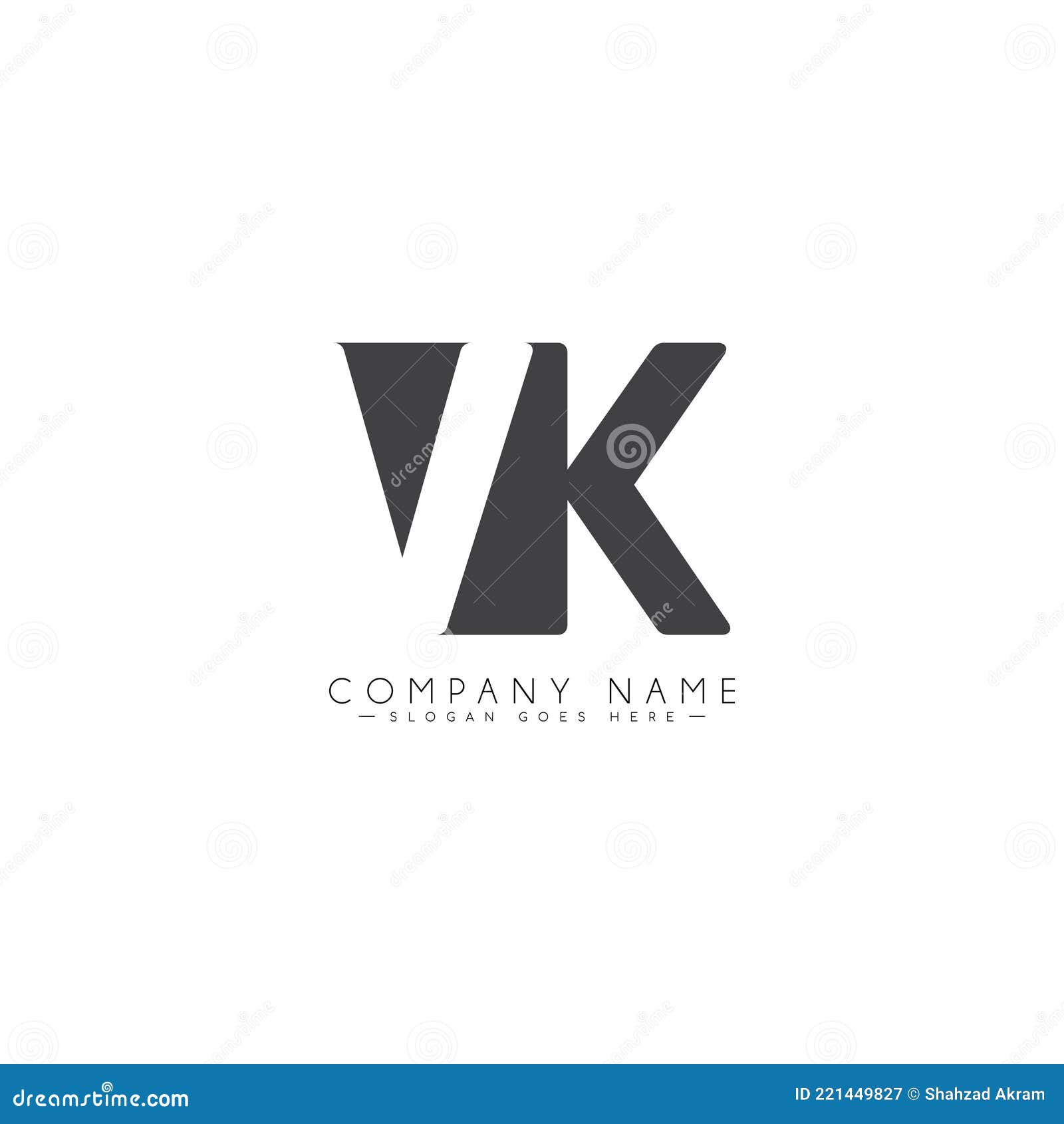 Initial Letter VK Logo â€“ Simple Business Logo in Minimal Style Stock ...