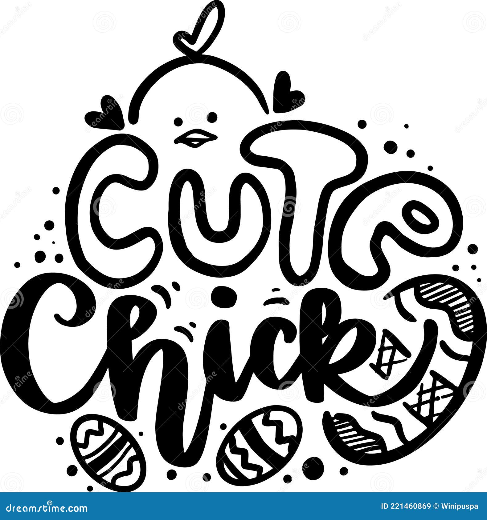 Cute Chick Lettering Quotes Stock Vector - Illustration of cute, bunny ...
